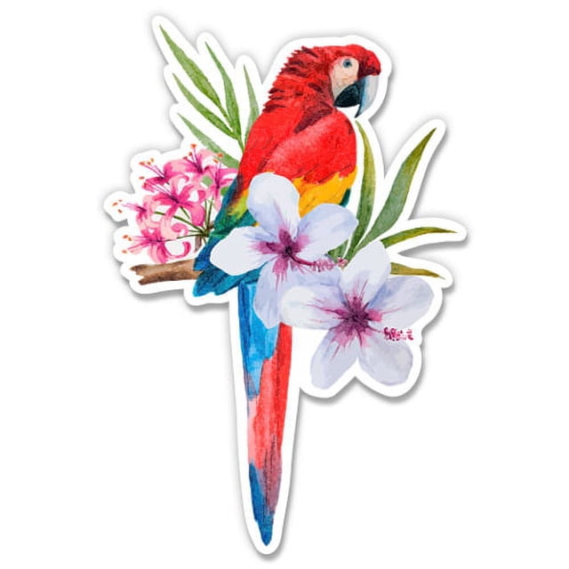 Tropical Bird Paradise Island Vacation Flowers - 5" Vinyl Sticker - For ...