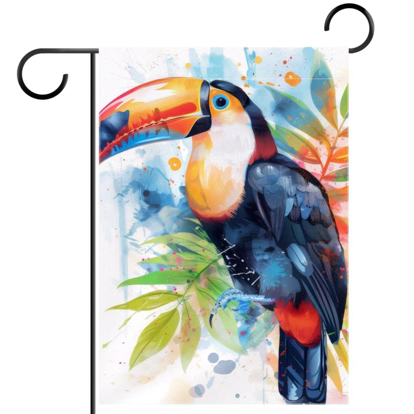Tropical Bird Toucan Welcome Garden Flags, 12 x 18 Inch Double Sided ...