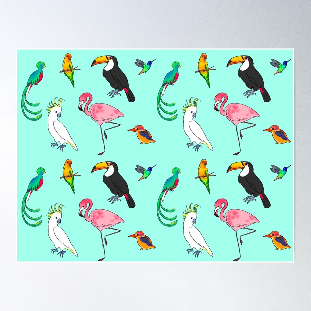 Tropical Birds Poster Wall Art, Modern Wall Decor For Living Room ...
