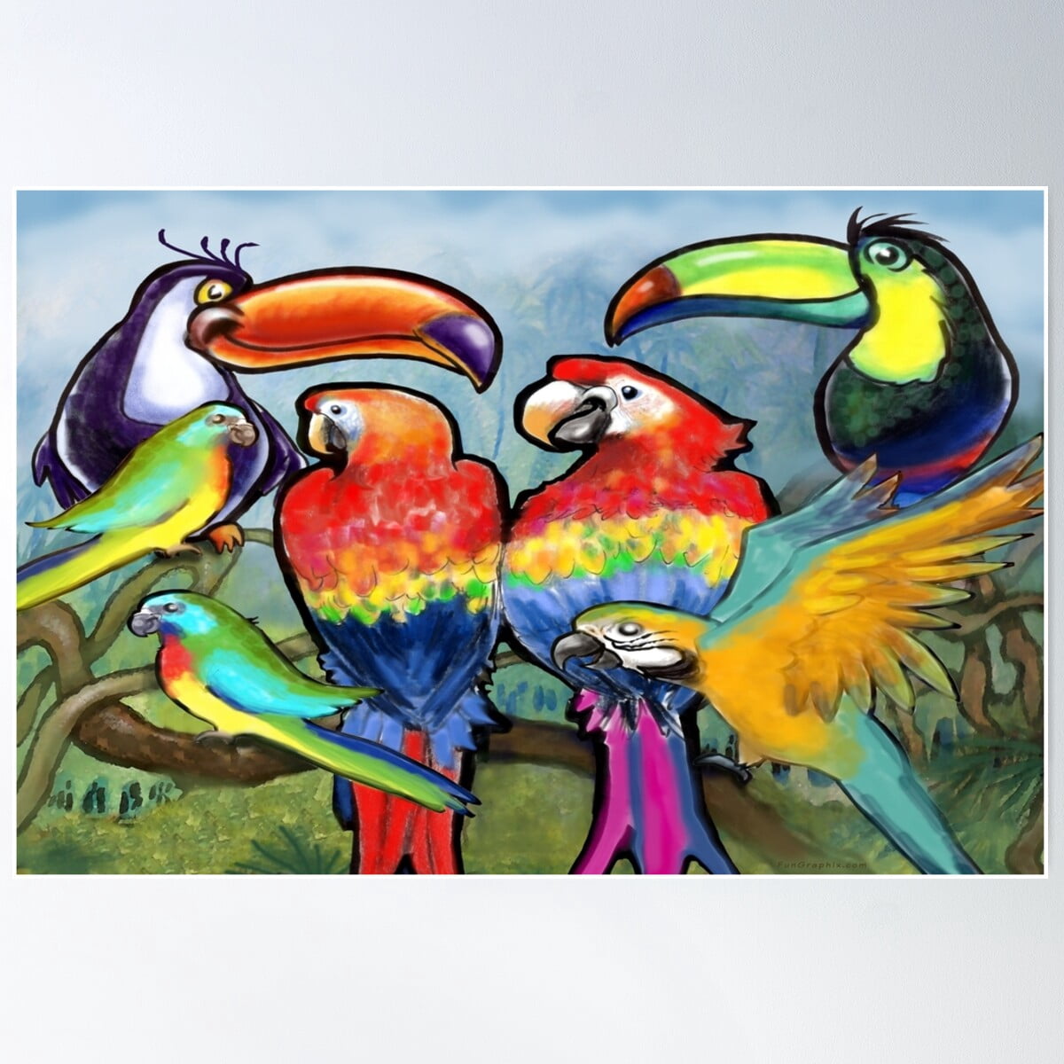 Tropical Birds Poster Wall Art, Modern Wall Decor For Living Room ...