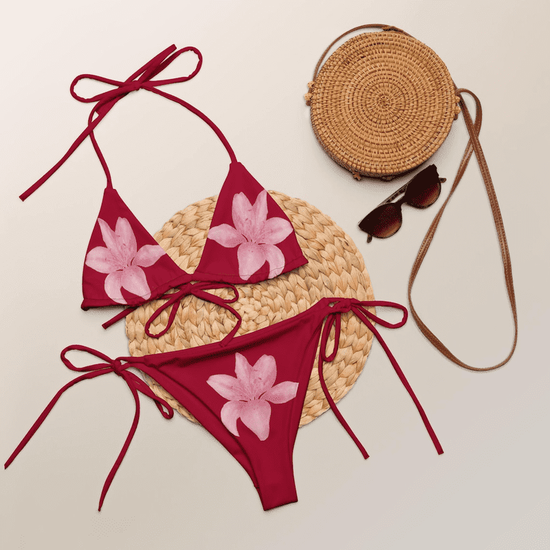Tropical Bloom Red Floral Bikini Set - Walmart.com