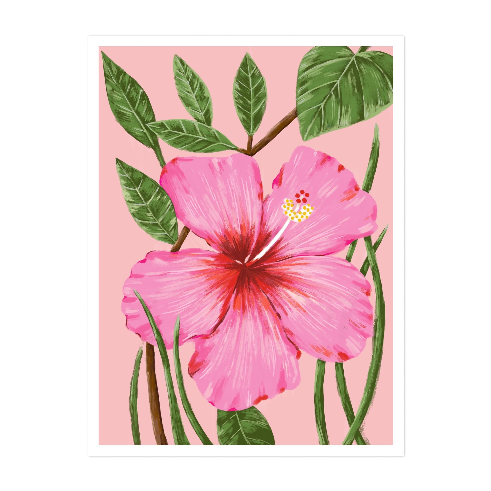 Tropical Blossom - Mixed Media Floral Flowers Tropical Botanical Illustration Pastel Nature ...