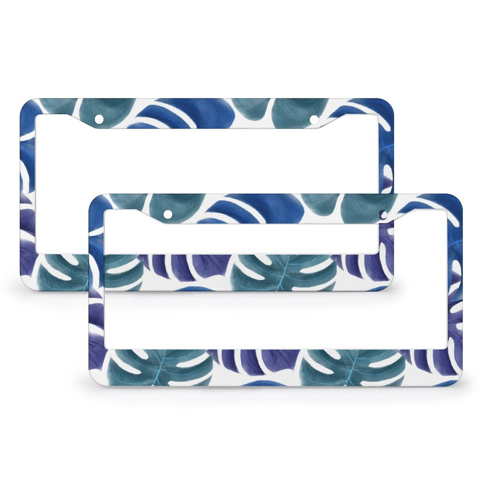 Tropical Blue Monstera Leaves License Plate Frames 2 Pieces Jungle Palm ...