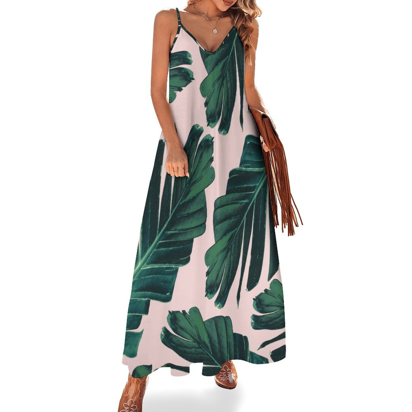 Tropical Blush Banana Leaves Dream #1 #decor #art Sleeveless Dress prom ...