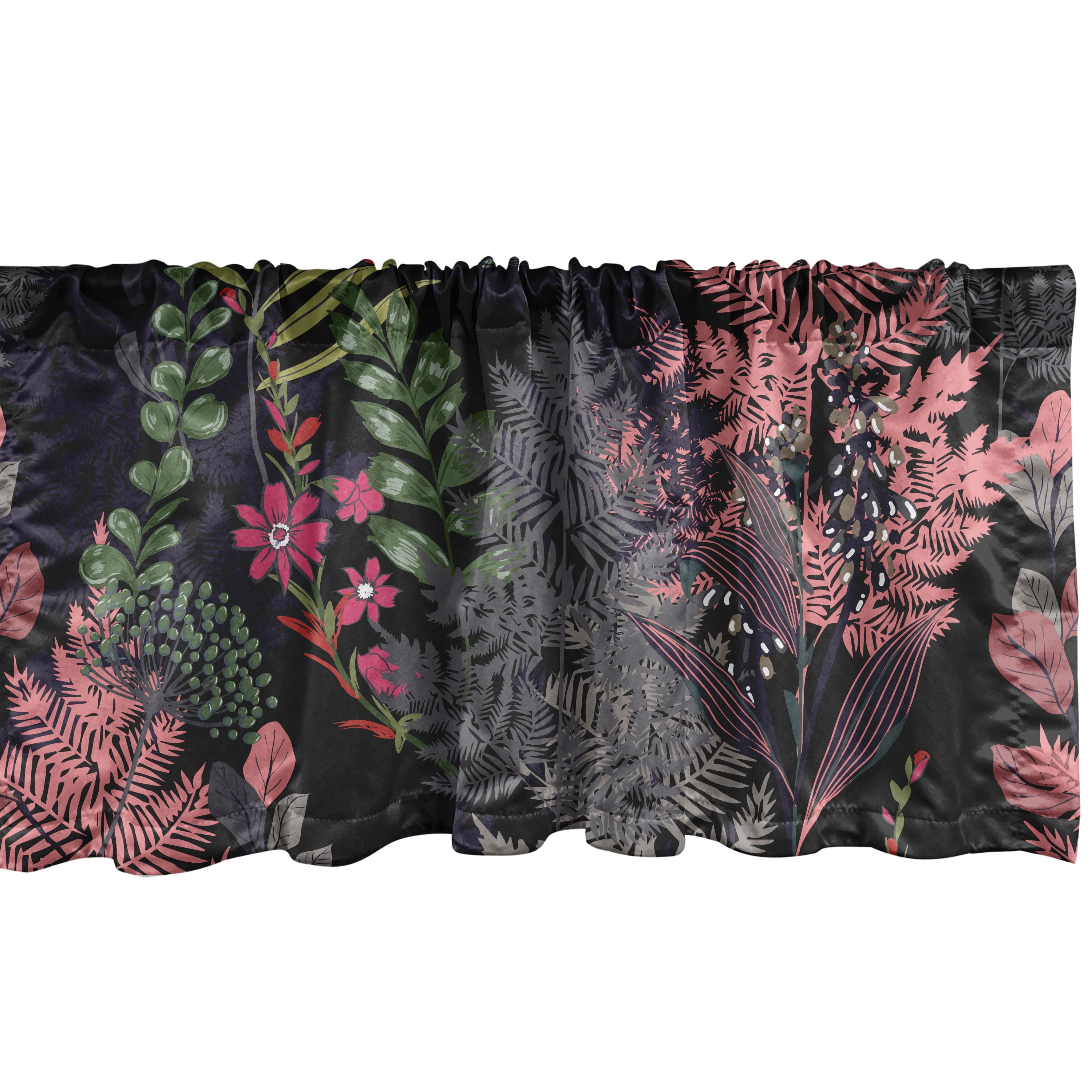 Tropical Boho Window Valance, Dreamy Jungle Vibes Leaves Greenery ...
