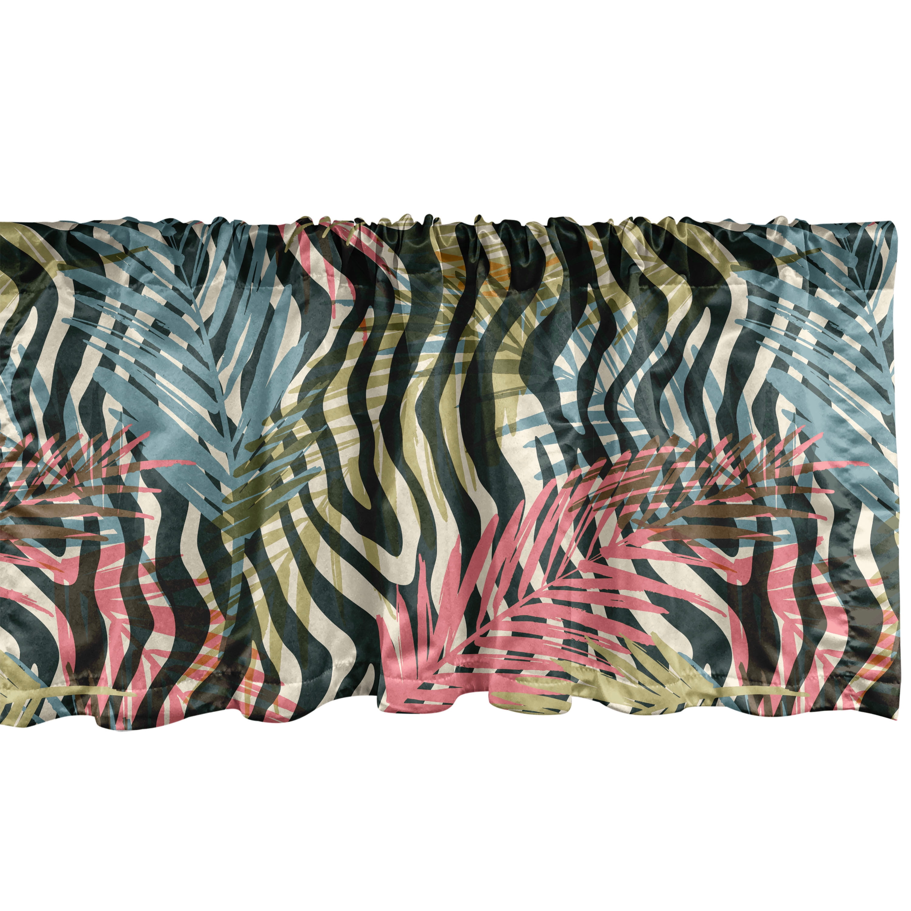 Tropical Boho Window Valance, Hawaii Summer Vibes Palm Tree Leaves on ...