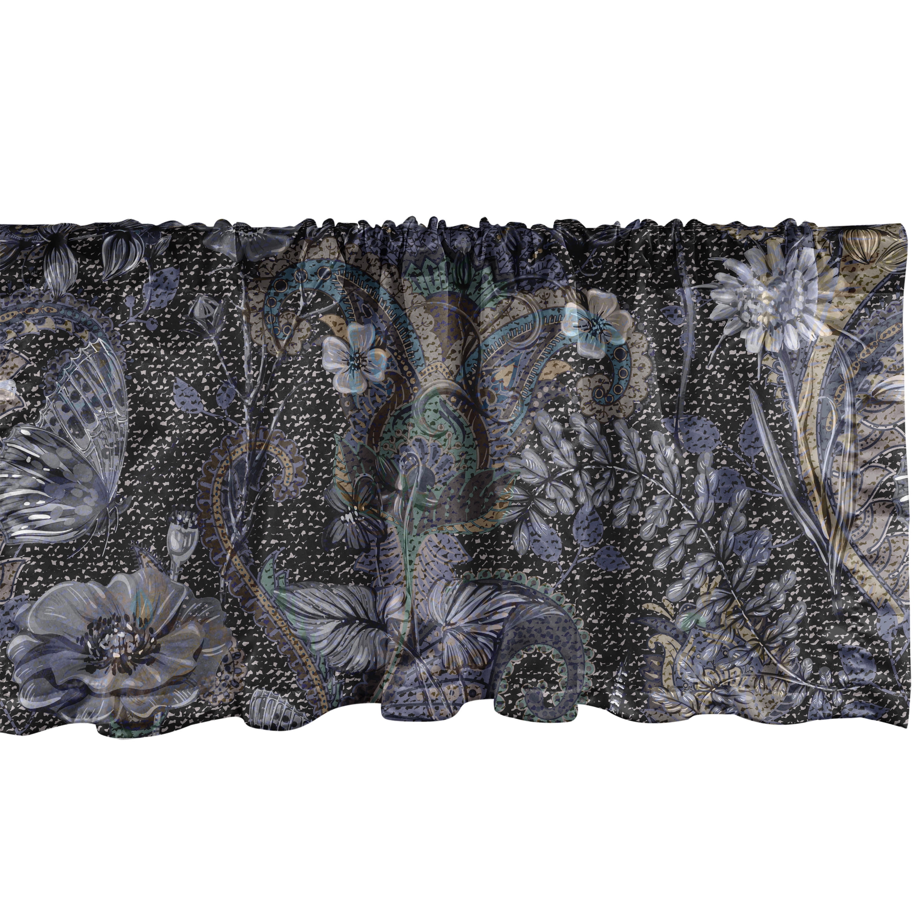 Tropical Boho Window Valance, Oriental Design Backdrop With Dragonfly ...