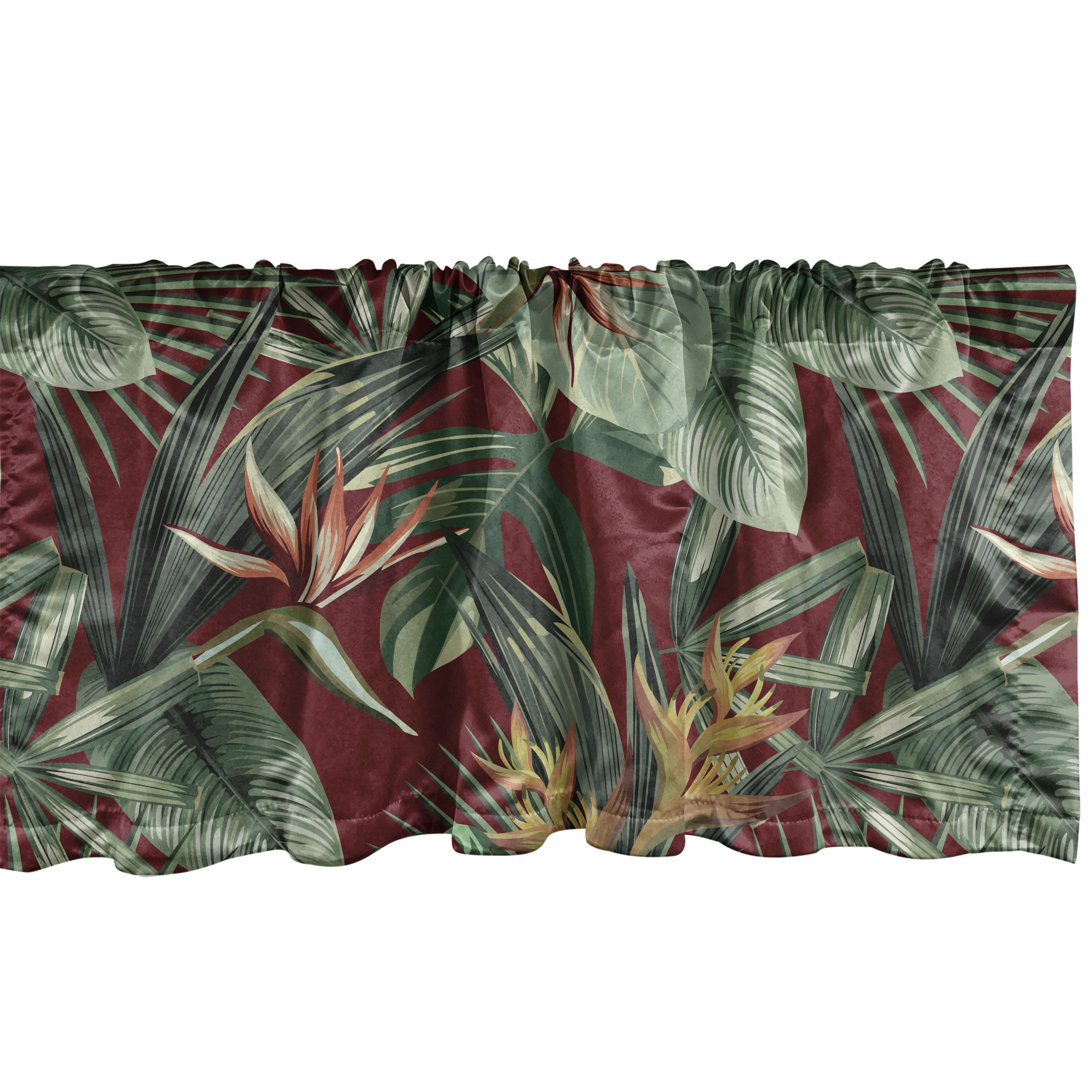 Tropical Boho Window Valance, Wild Nature Inspired Exotic Palm Tree ...