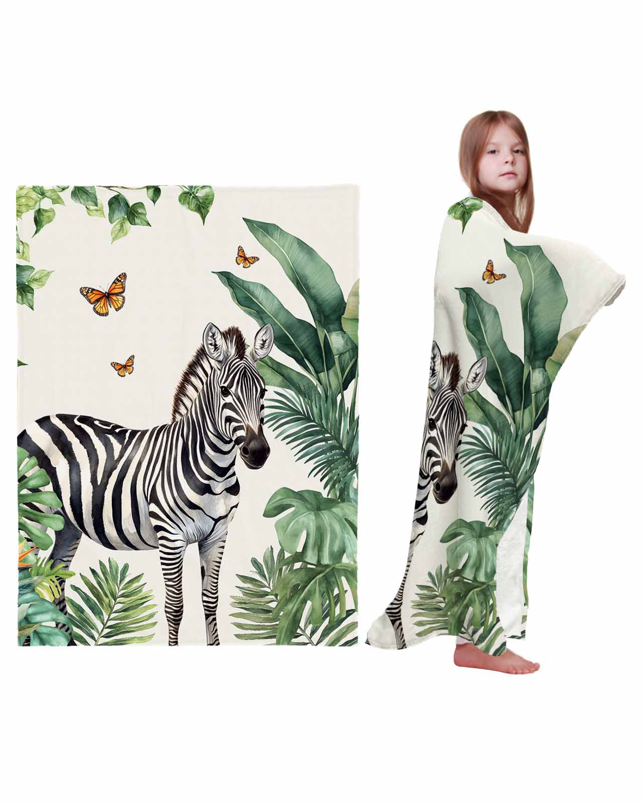 Tropical Botanical Baby Blankets for Girls/Boys, Zebra Butterfly Leaf ...