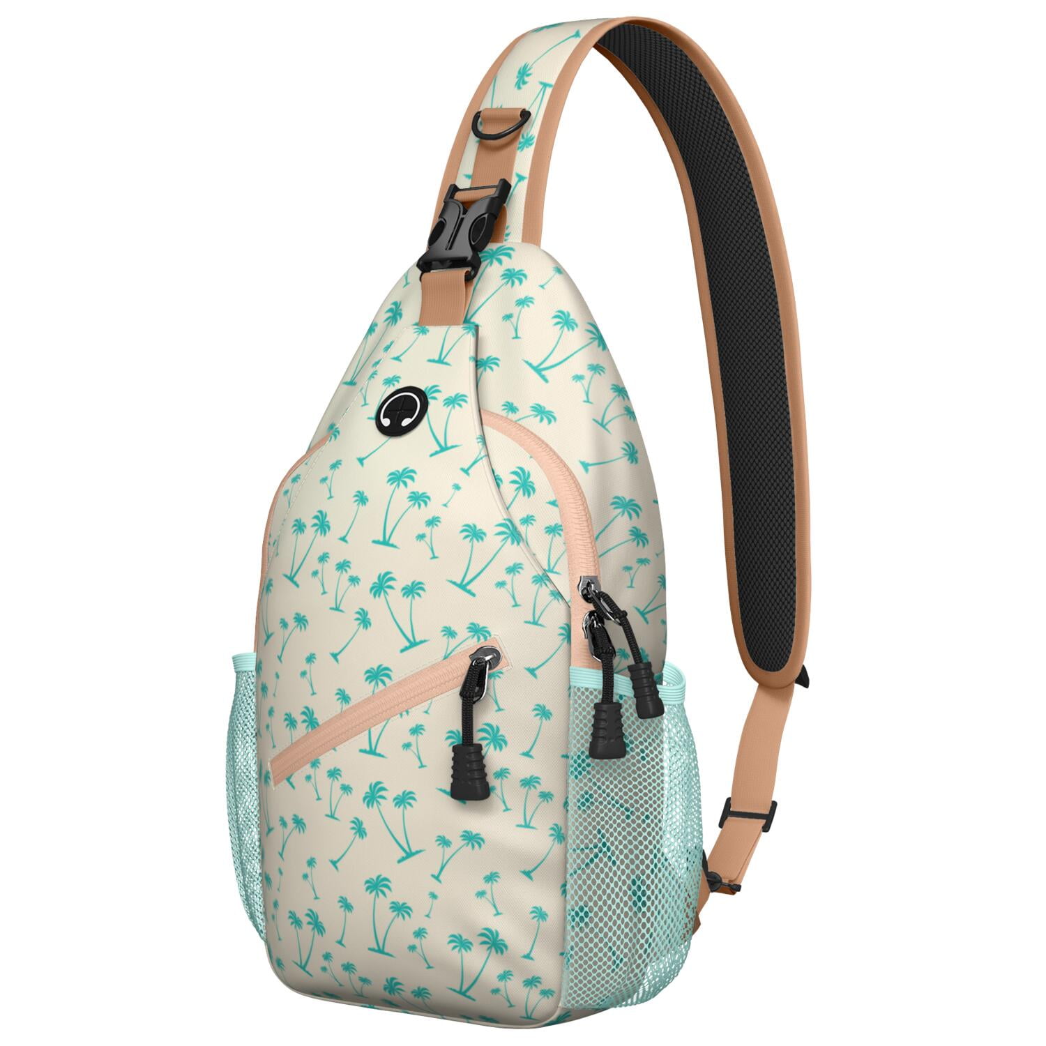 Tropical Botanical Sling Backpack, Hawaiian Print Crossbody Travel Bag ...