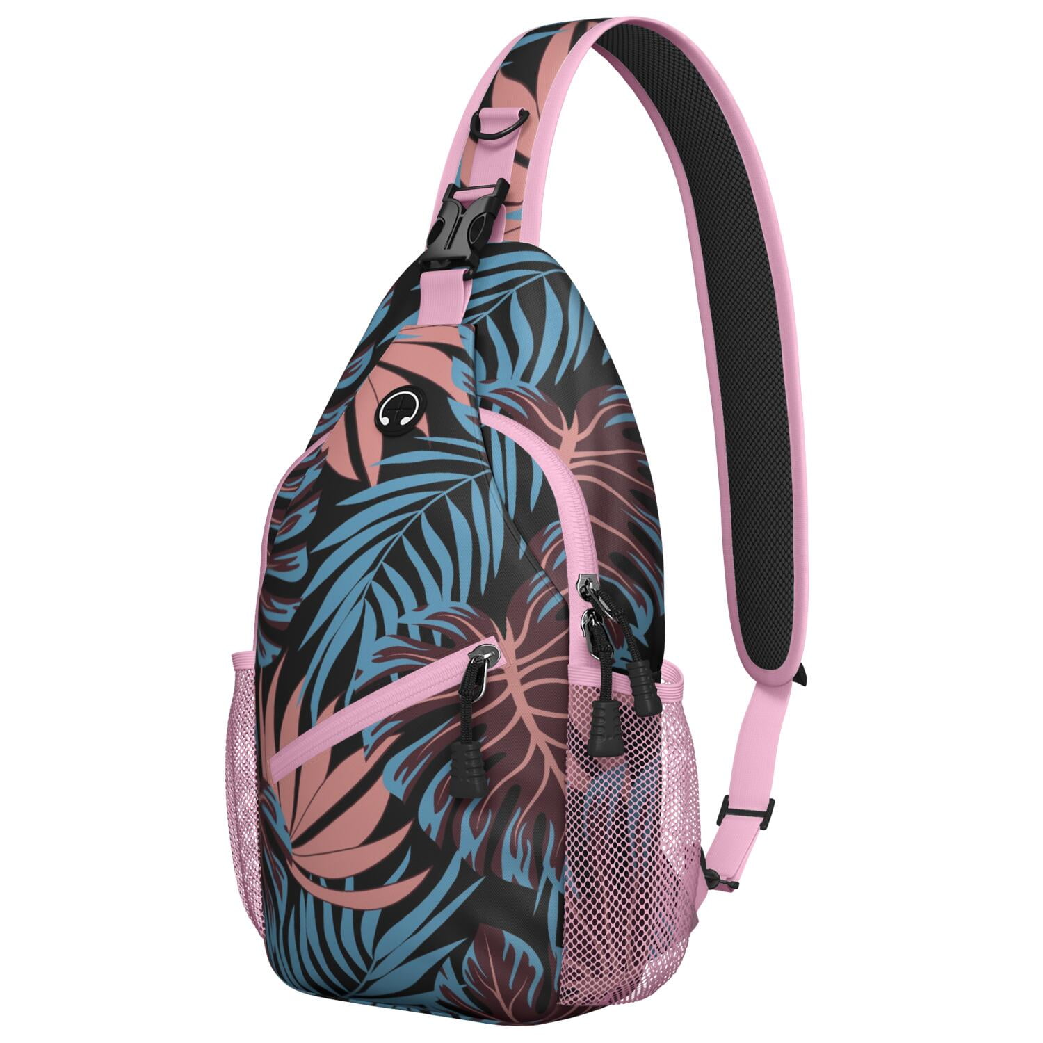 Tropical Botanical Sling Backpack for Travel, Hawaiian Floral Jungle ...