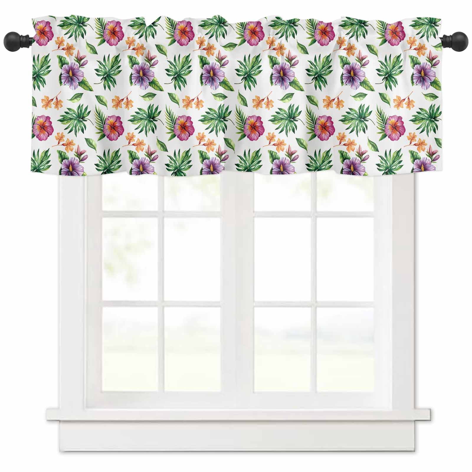 Tropical Botanical Valances for Windows Farmhouse Kitchen Curtains ...