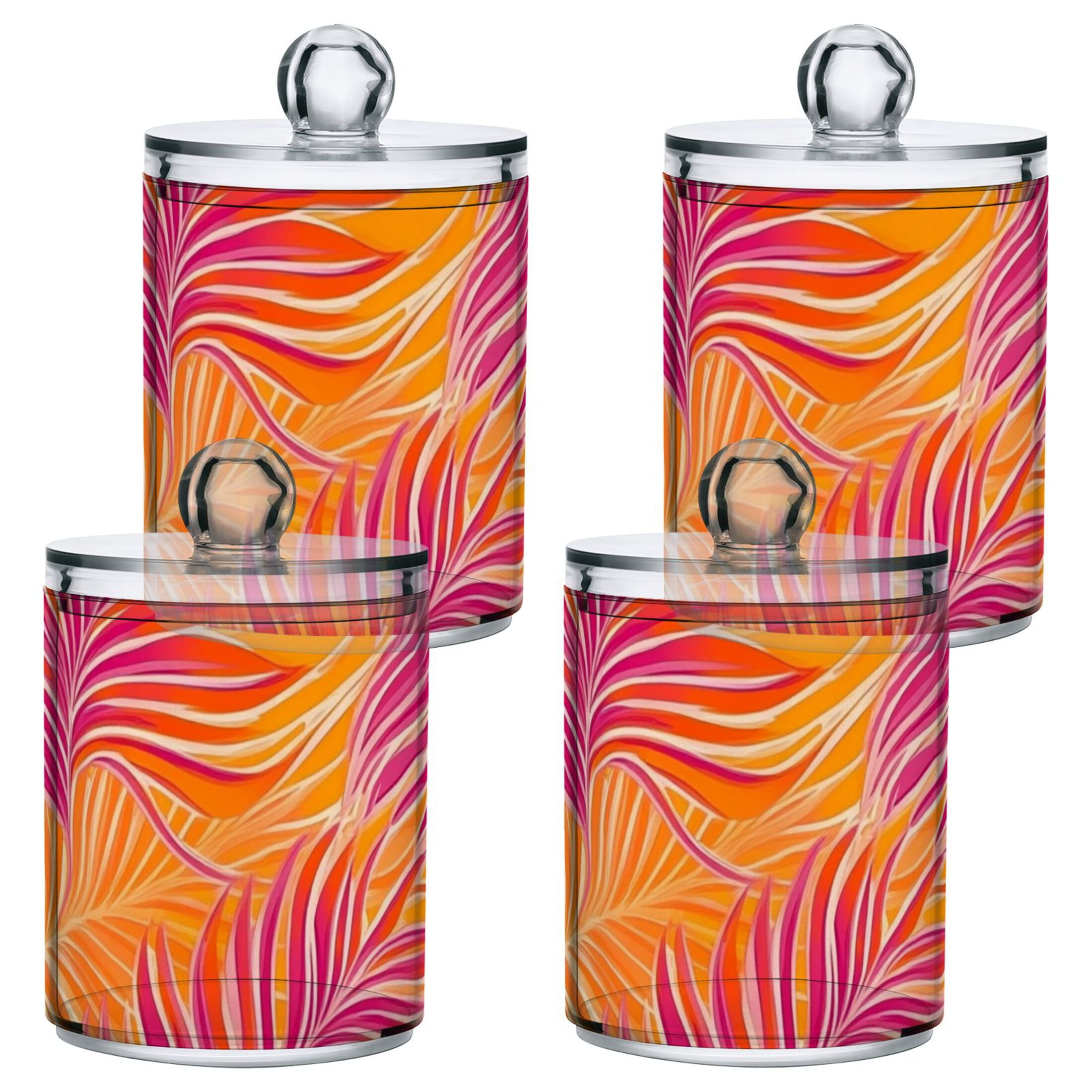 Tropical Bright Color Palm Tree Leaves Translucent Plastic Cans Storage ...