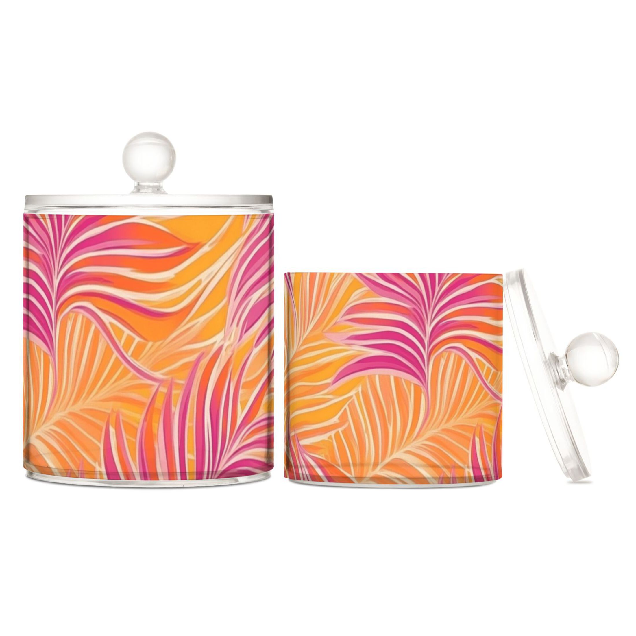 Tropical Bright Color Palm Tree Leaves Translucent Plastic Cans Storage ...