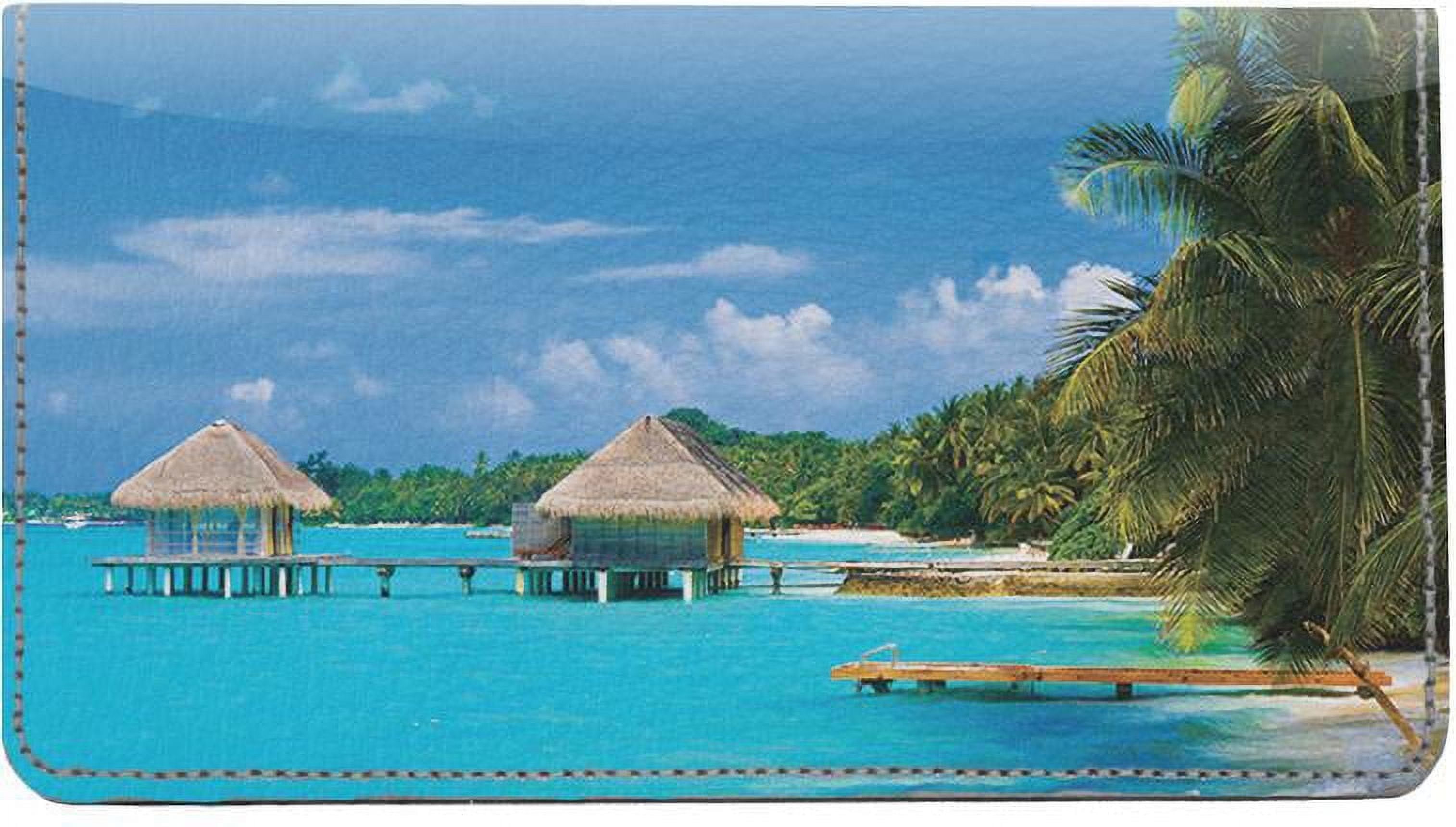 Tropical BungalowsDesigner Checkbook Cover, Credit Card Slots & Pen ...