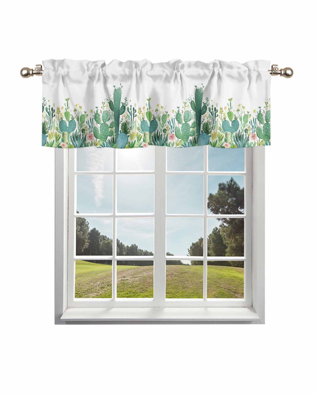Tropical Cactus Curtain Valance for Windows/Living Room/Kitchen ...