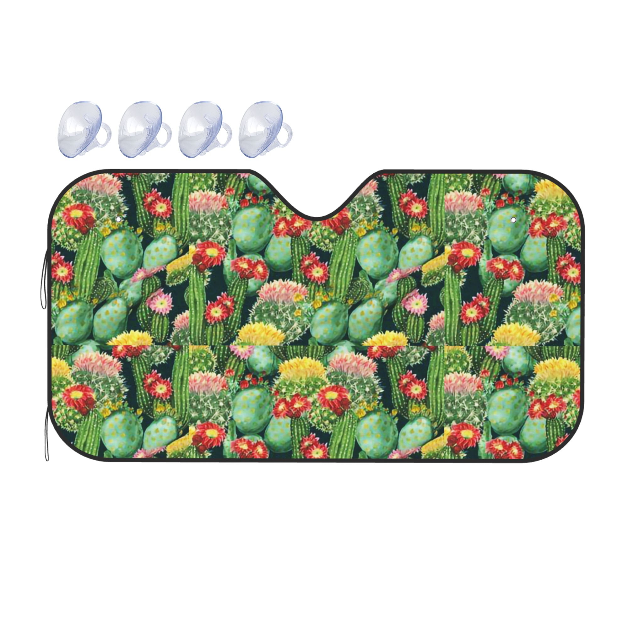 Tropical Cactus Flowers 1-Piece Car Front Window Sunshade-Foldable for ...