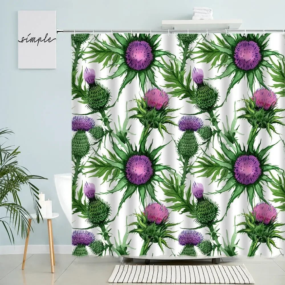 Tropical Cactus Shower Curtain Green Plant Leaf Flower European