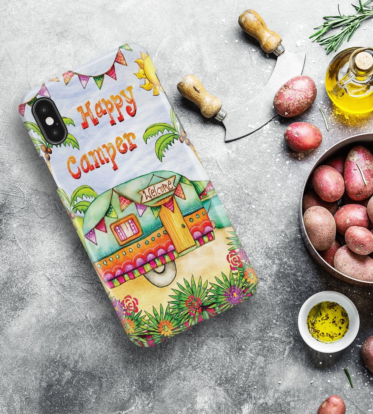 Tropical Camping Happy Camper Paper Poster No Frame Matte Wall Art ...