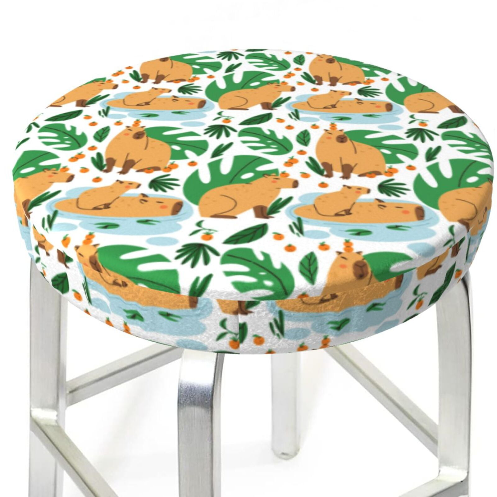 Tropical Capybara Round Bar Stool Covers, Soft Velvet Bar Stool Seat ...
