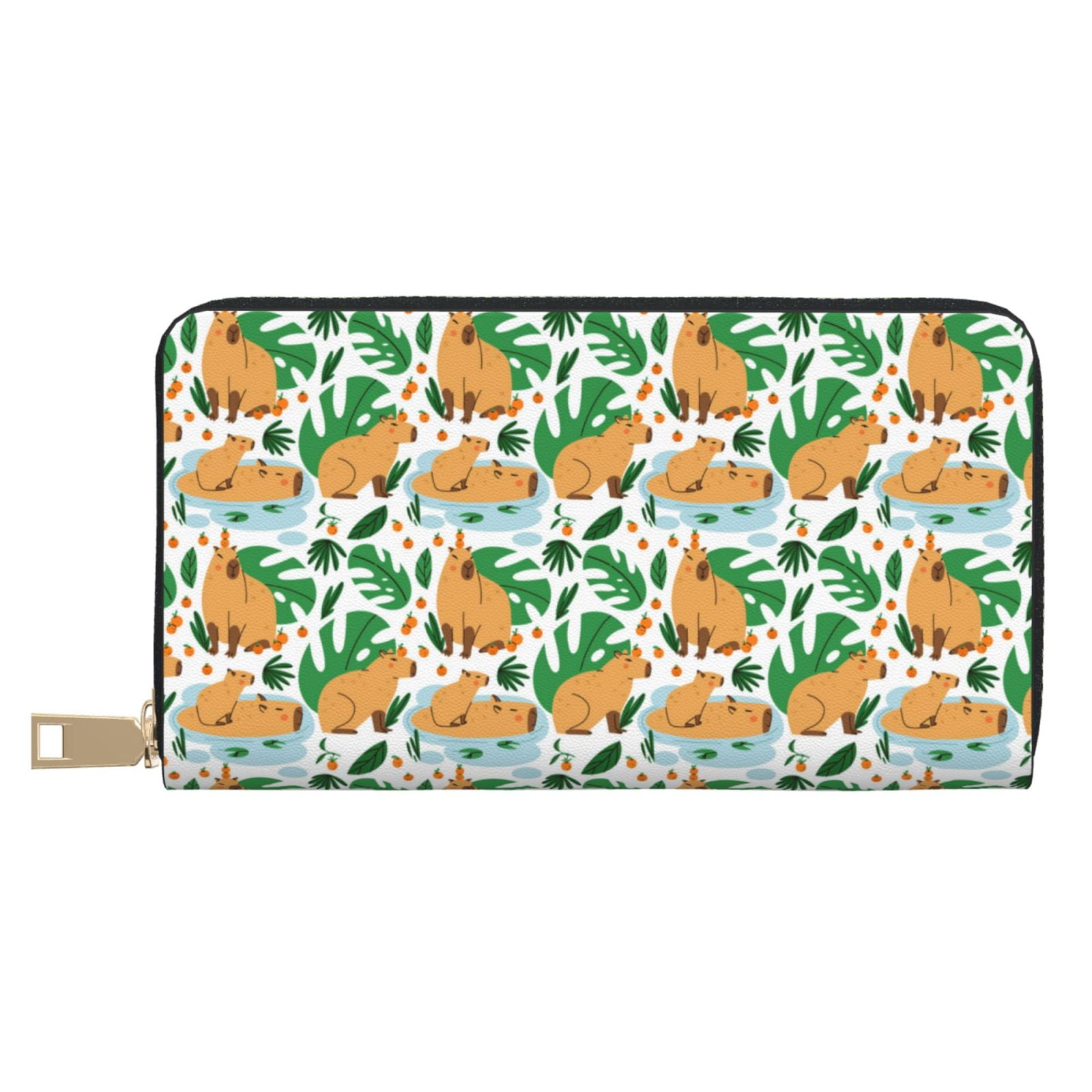 Tropical Capybara Wallet Women, Leather Bifold Multi Card Wallet, Women ...