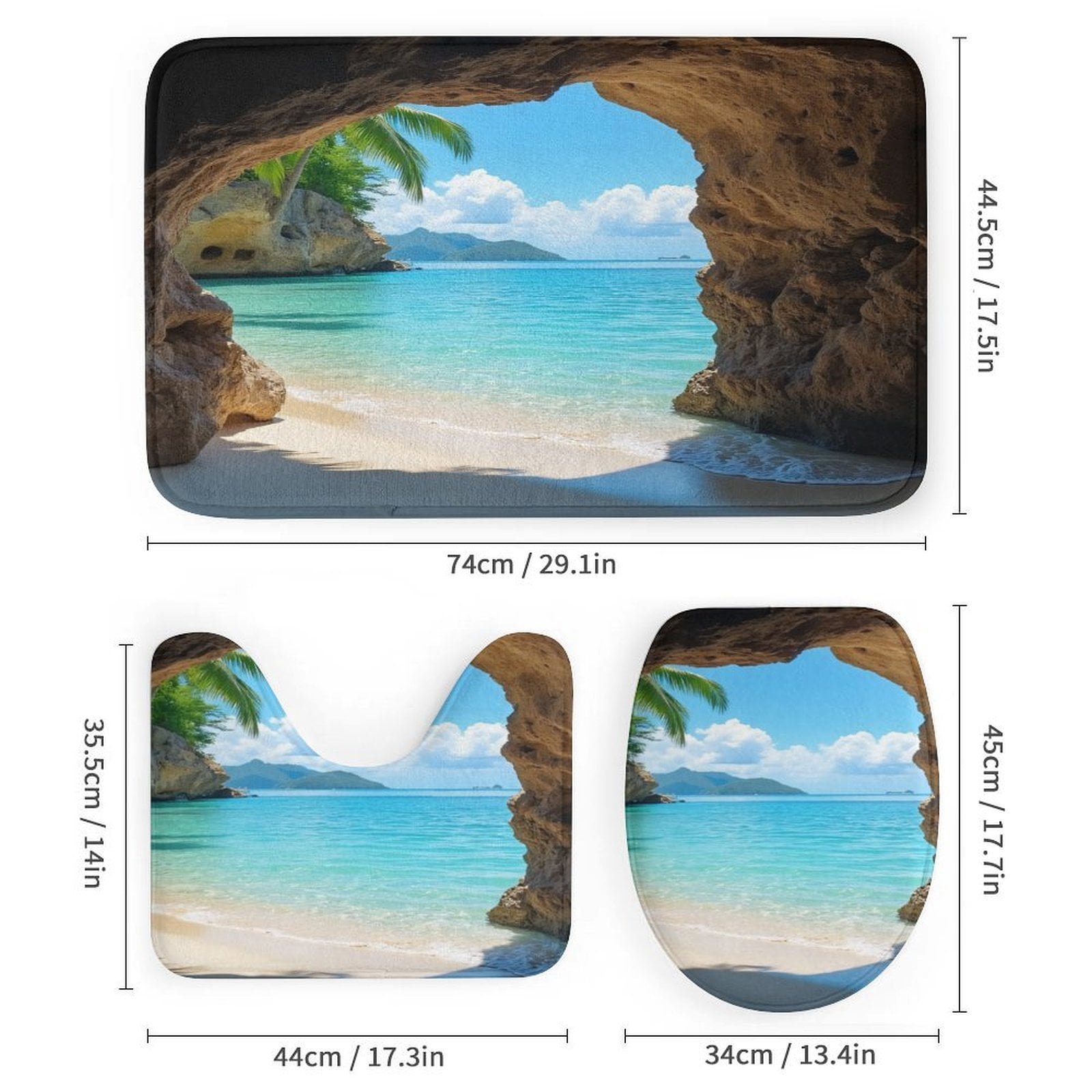 Tropical Cave Beach View Bathroom Mats Sets 3 Piece, Bath Mat Earth ...