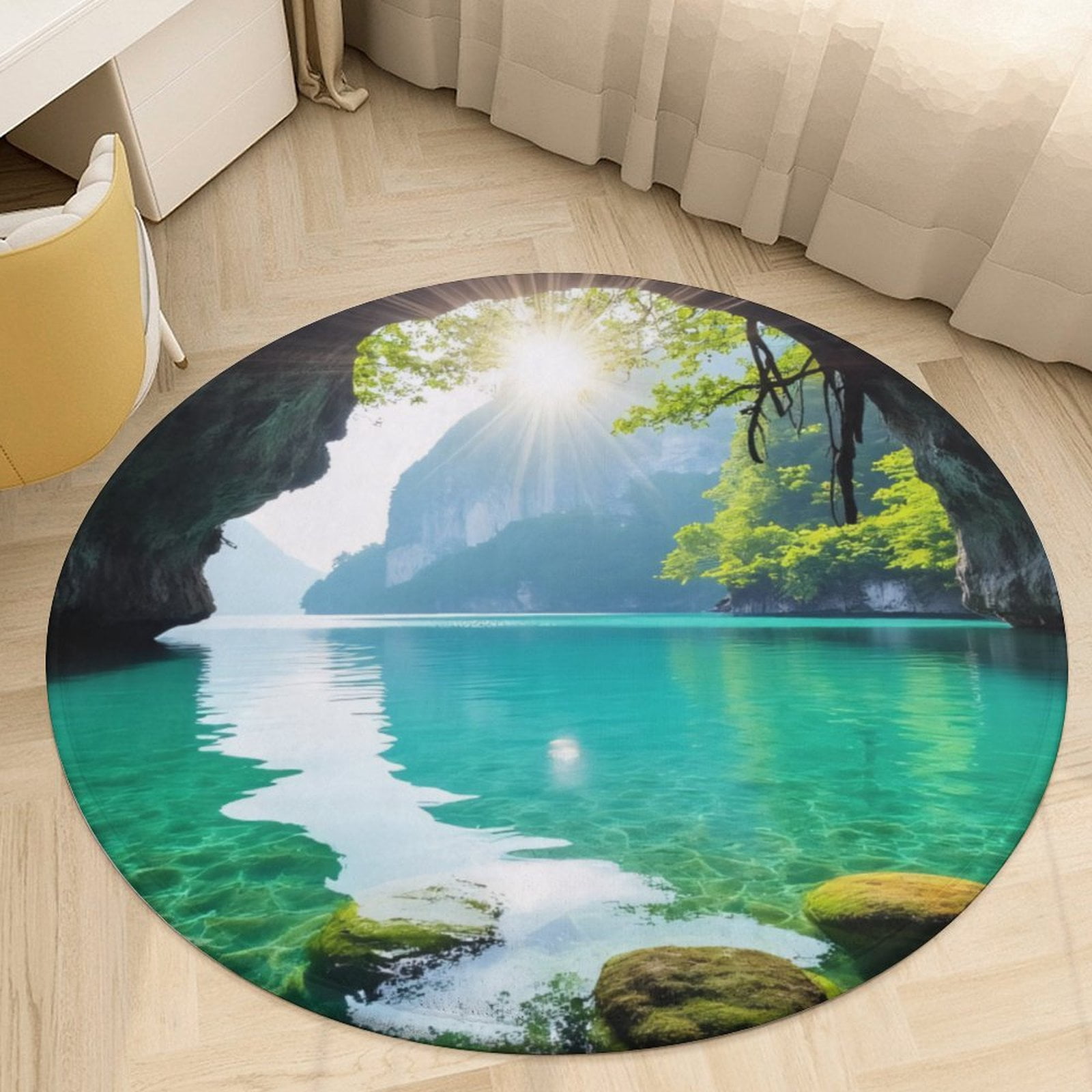 Tropical Cave Paradise Round Area Rugs for Bedroom Living Room, 5FT ...