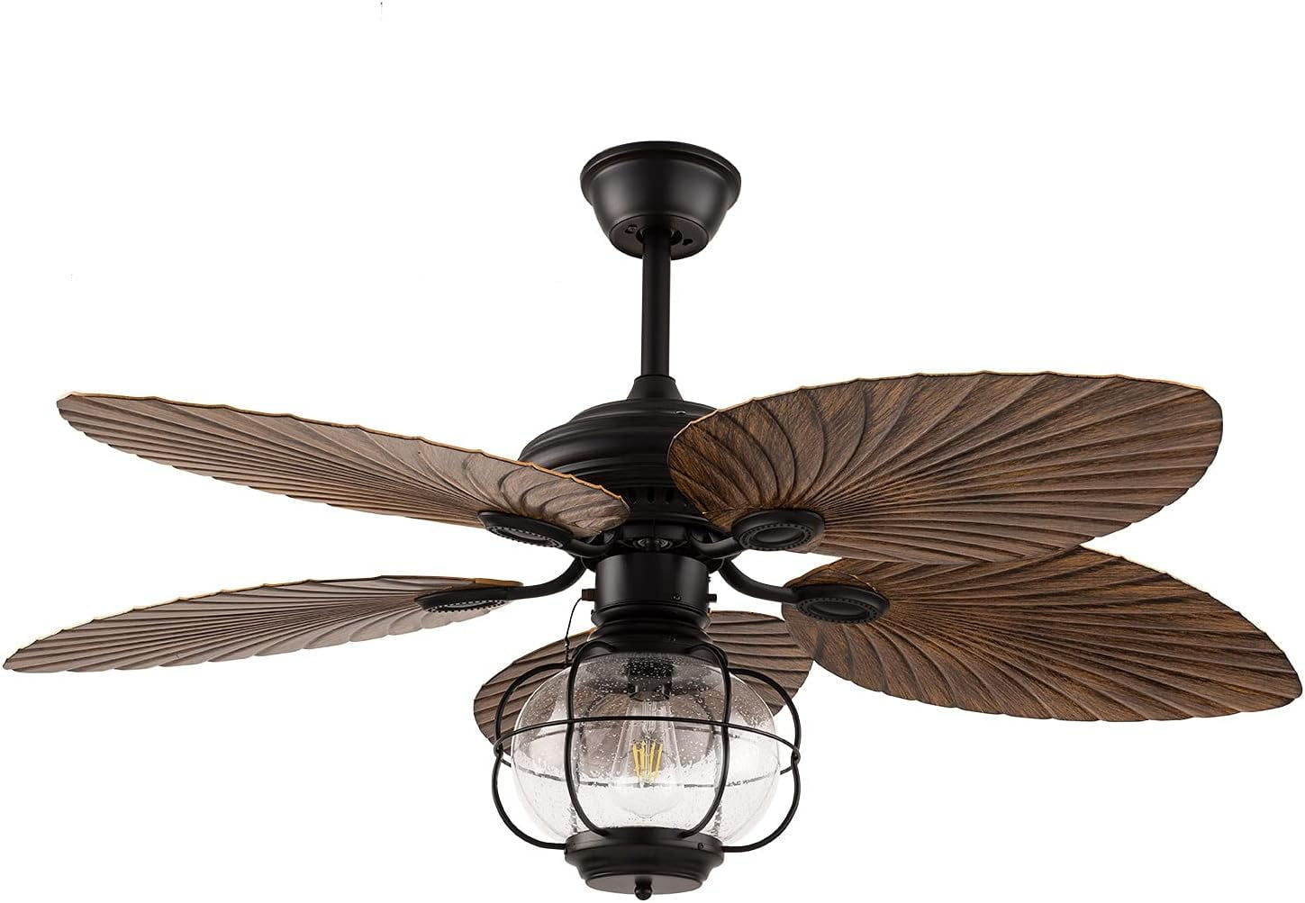 Tropical Ceiling Fan with Light 52 Inch Palm Leaf Ceiling Fan 5 ABS ...
