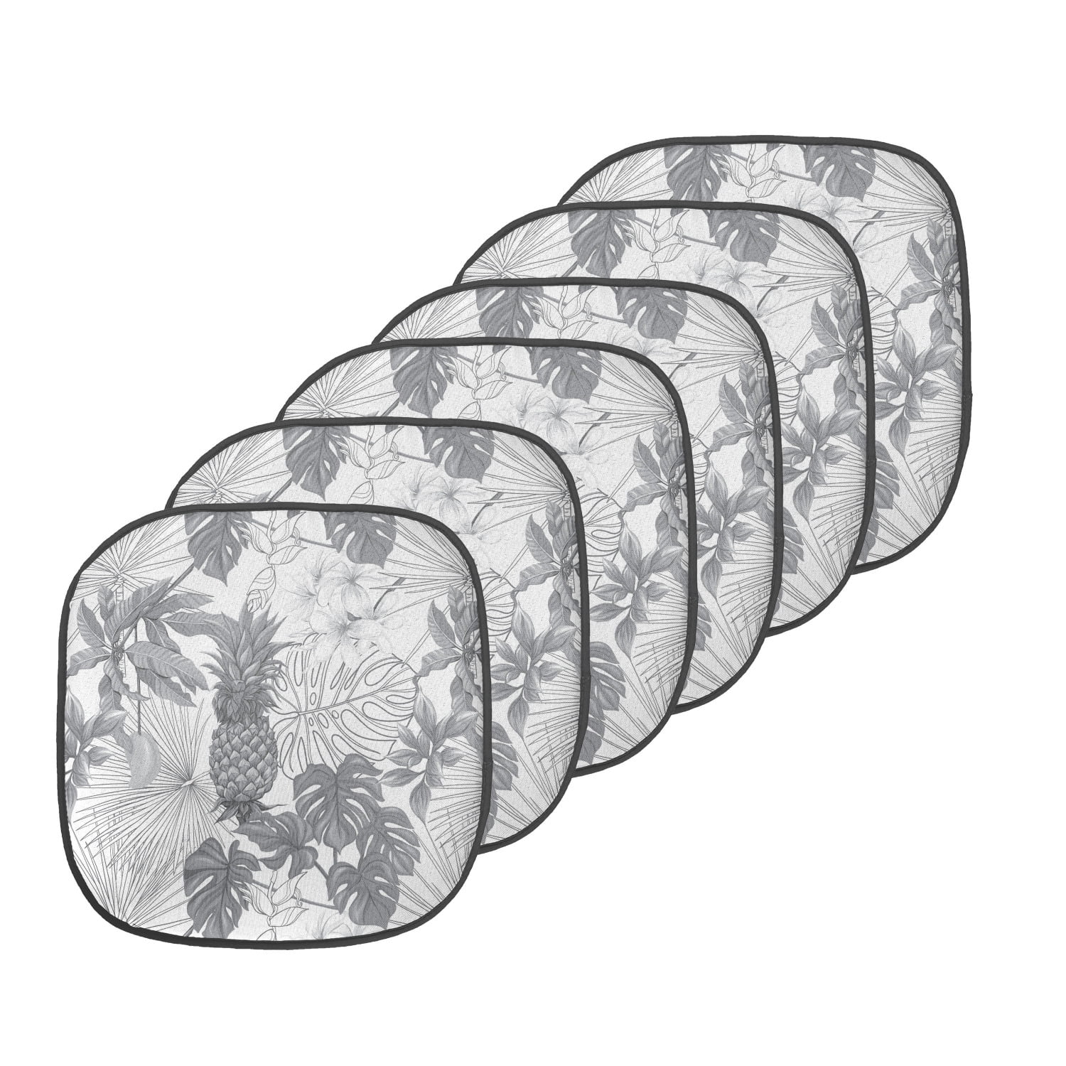 Tropical Chair Seating Cushion Set of 6, Print of Exotic Plantation ...