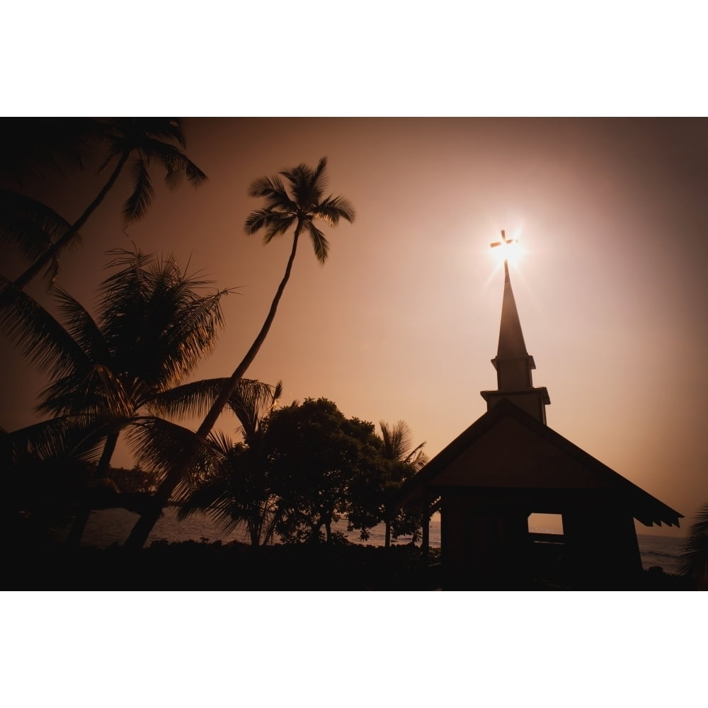 Tropical Church In Silhouette Poster Print - Walmart.com