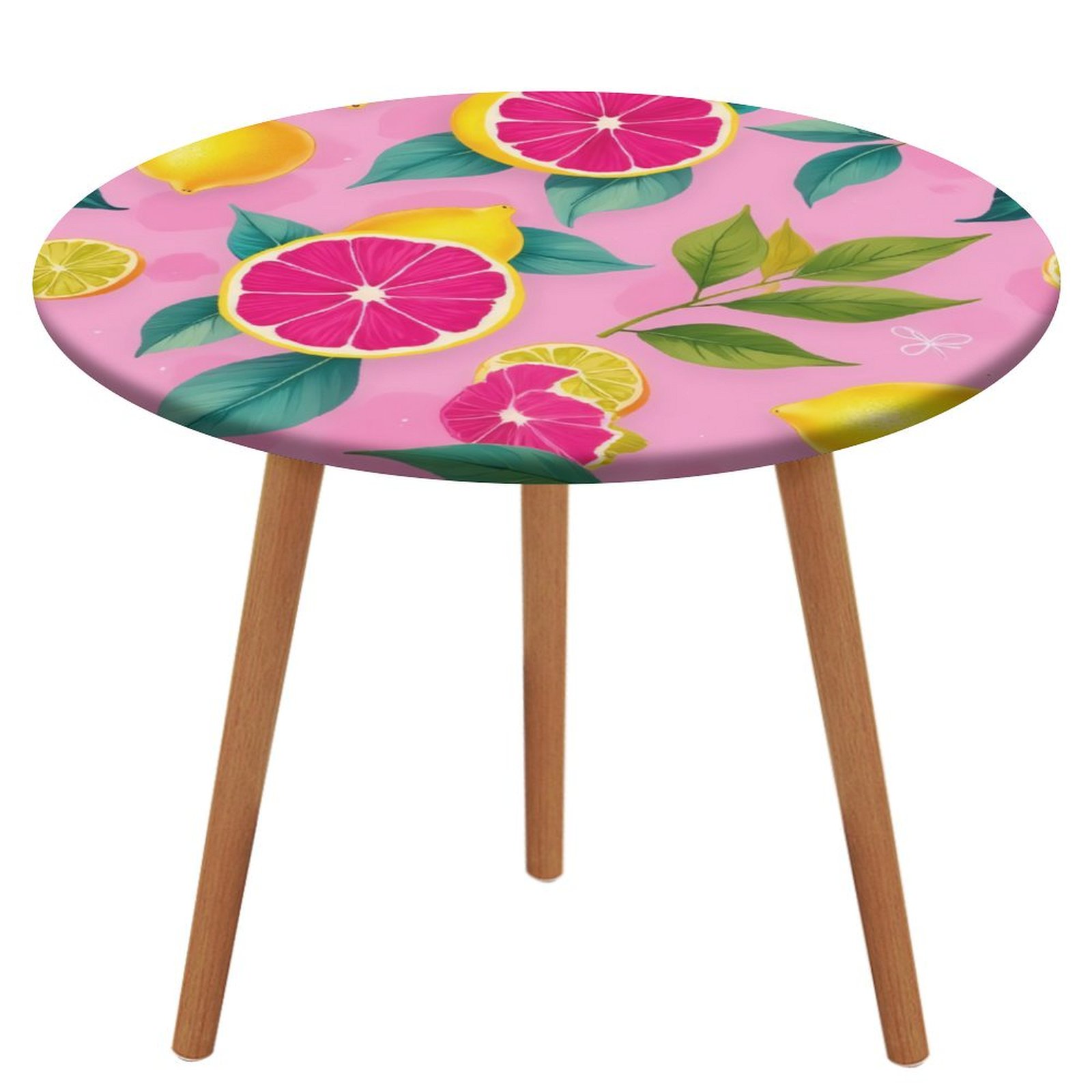Tropical Citrus Fruits Pattern Tablecloth Round Elastic Fitted ...