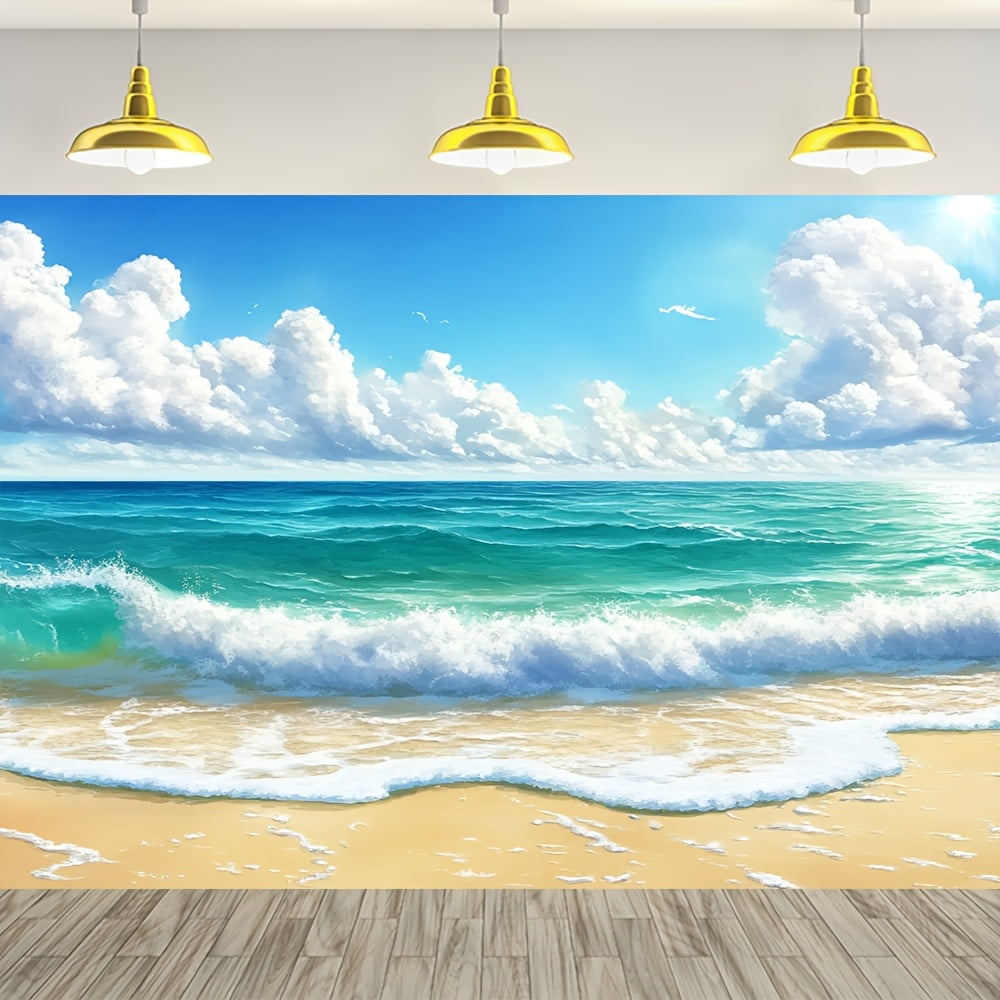 Tropical Coastal Beach Waves Backdrop Seaside Scenery Sand Beach Banner ...