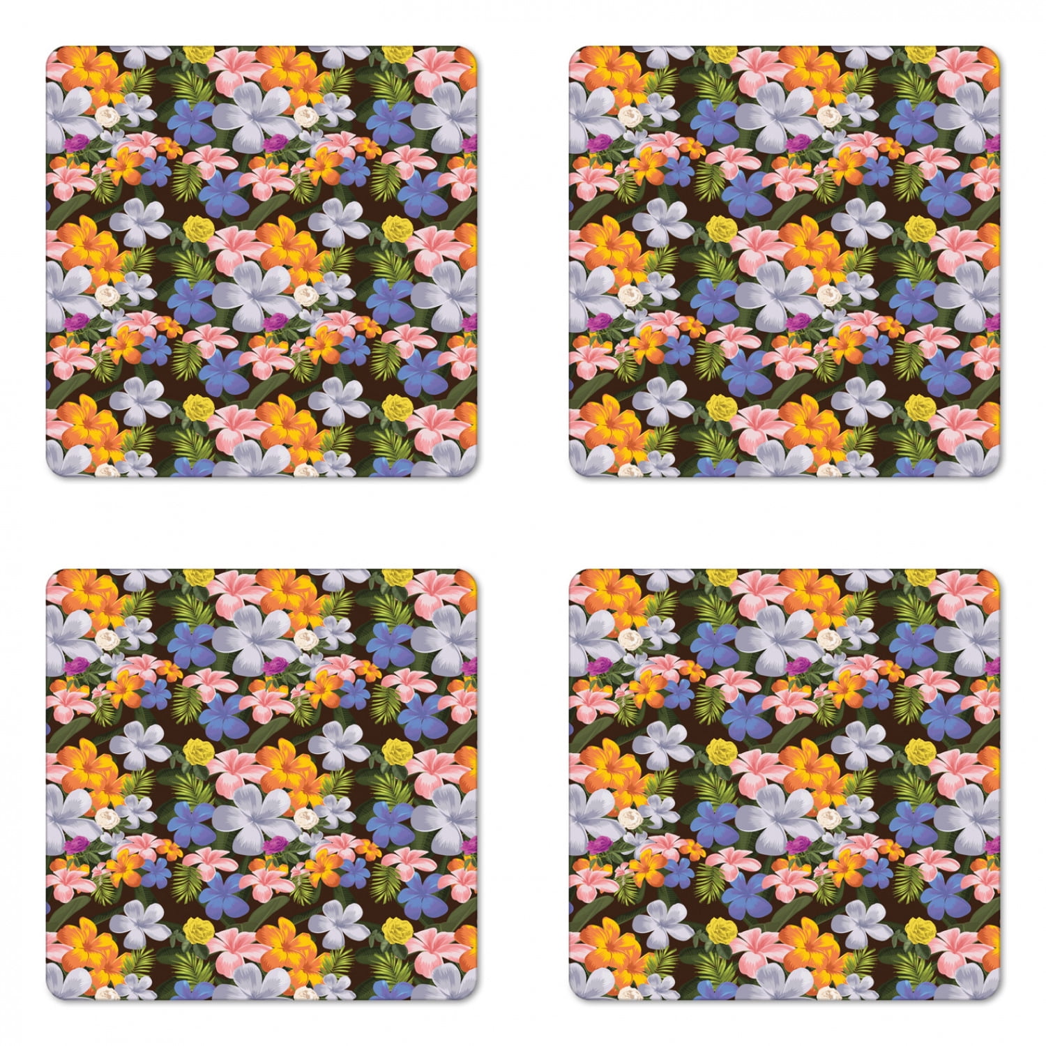 Tropical Coaster Set of 4, Interpretation of Colorful Various Endemic ...
