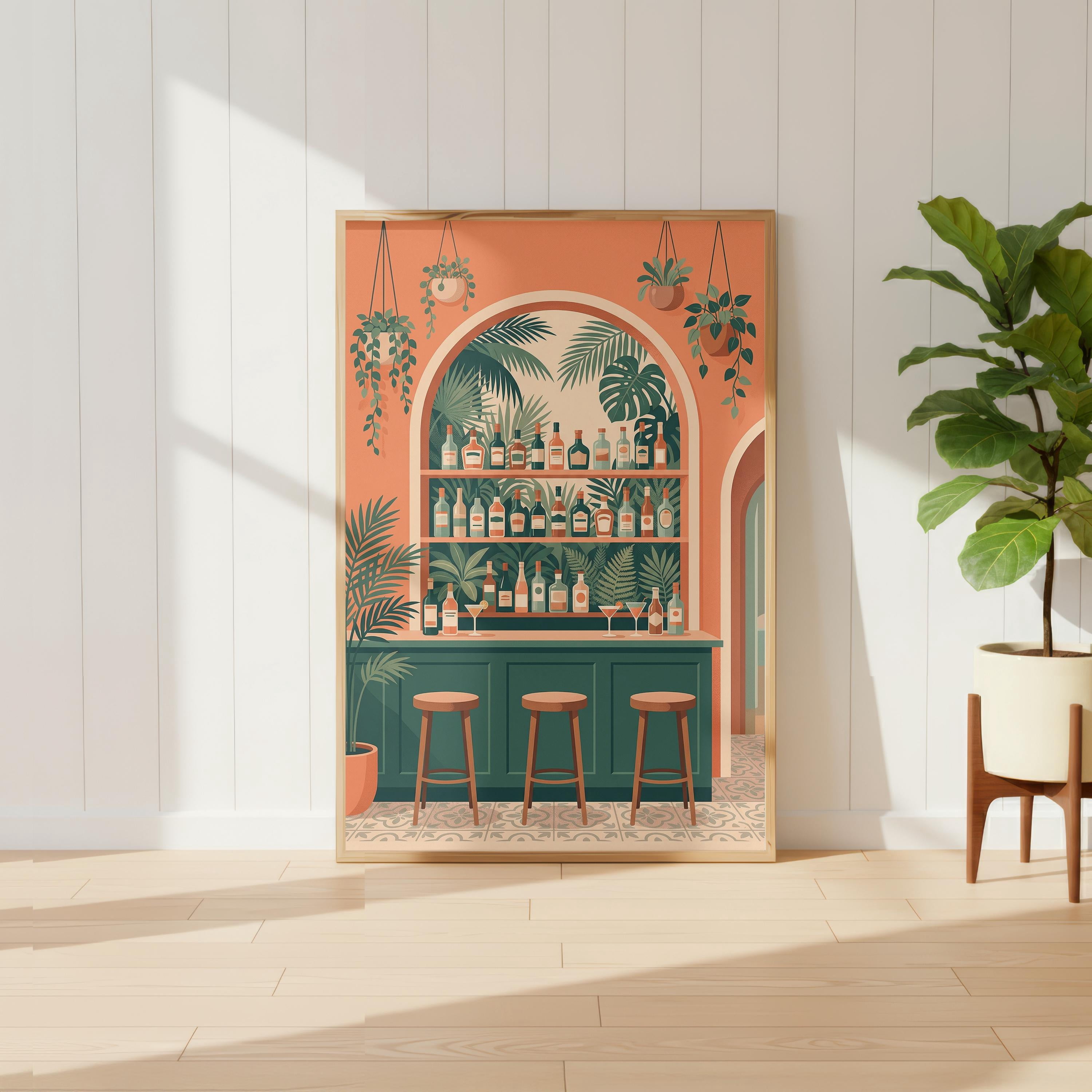 Tropical Cocktail Bar Poster, Vintage Lounge Print, Retro Pub Decor ...