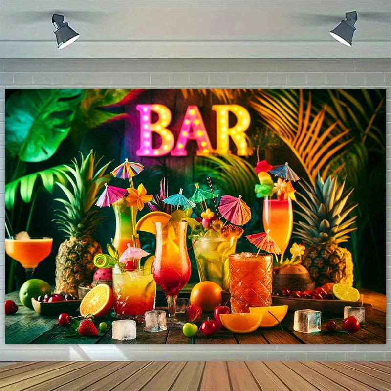 Tropical Cocktails Bar Backdrop Tropical Drinks Pineapple Tiki Bar ...