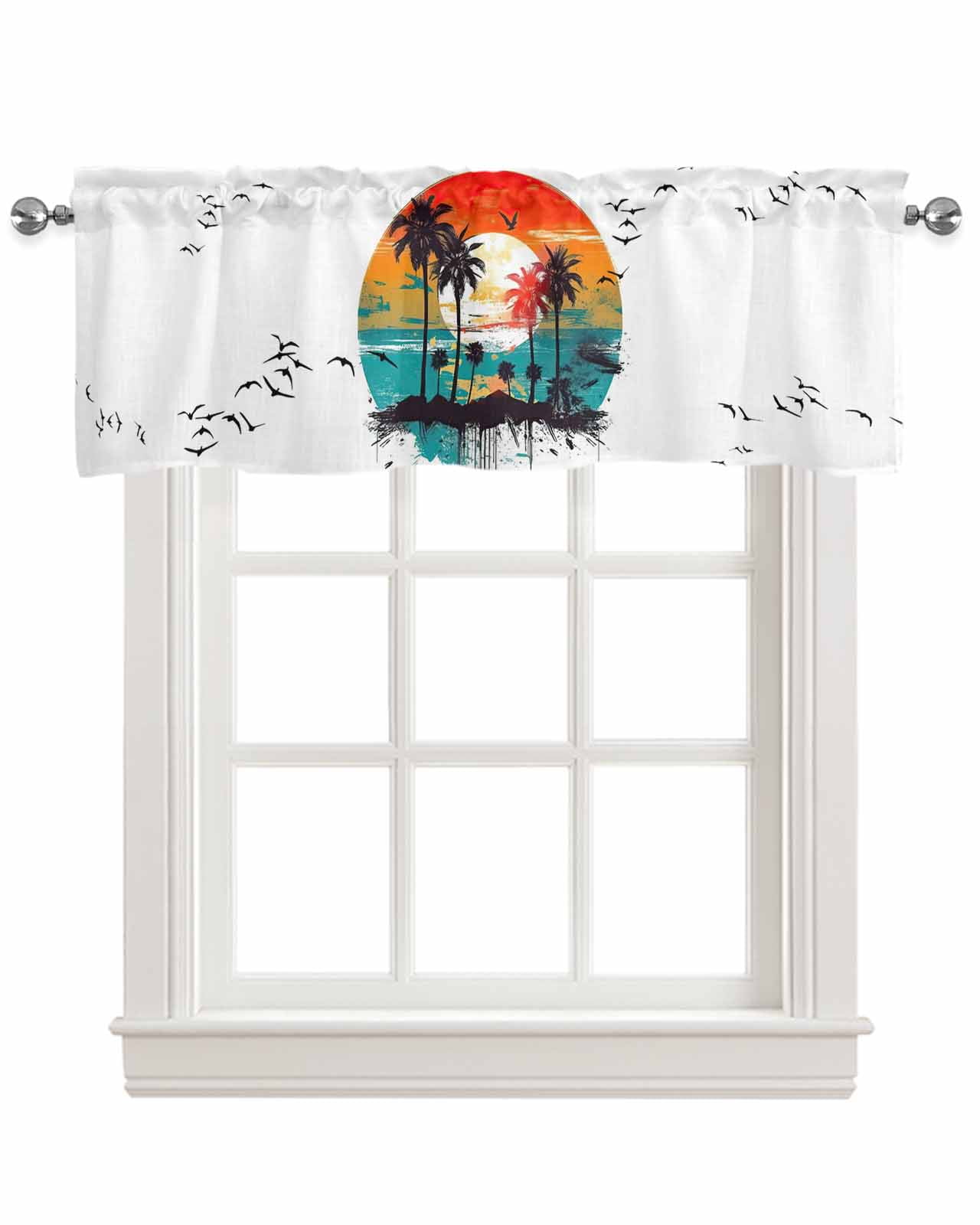 Tropical Coconut Linen Curtain Valance for Bedroom/Bathroom/Kitchen ...