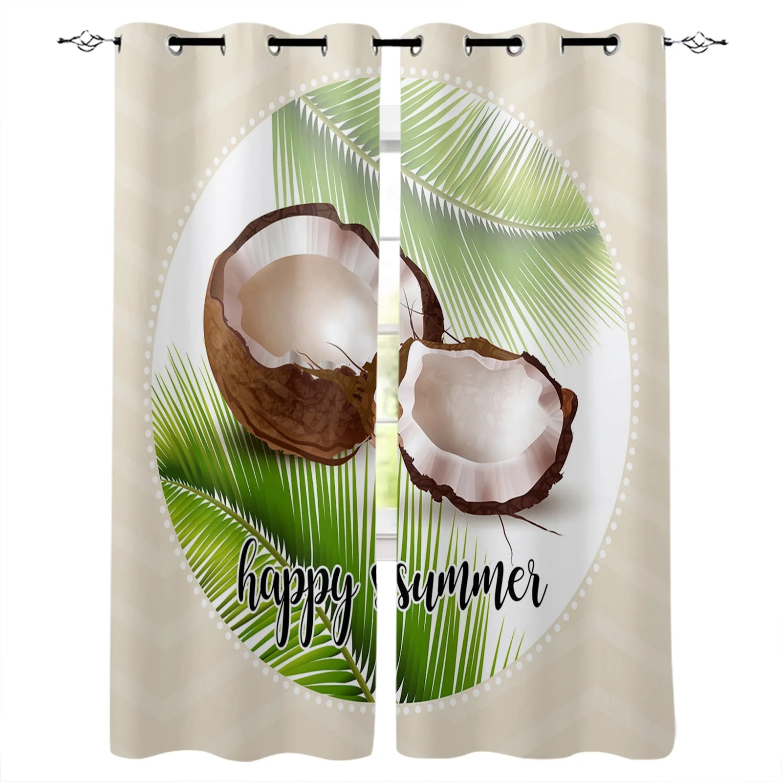 Tropical Coconut Palm Leaf Curtains For Living Room Bedroom Window ...