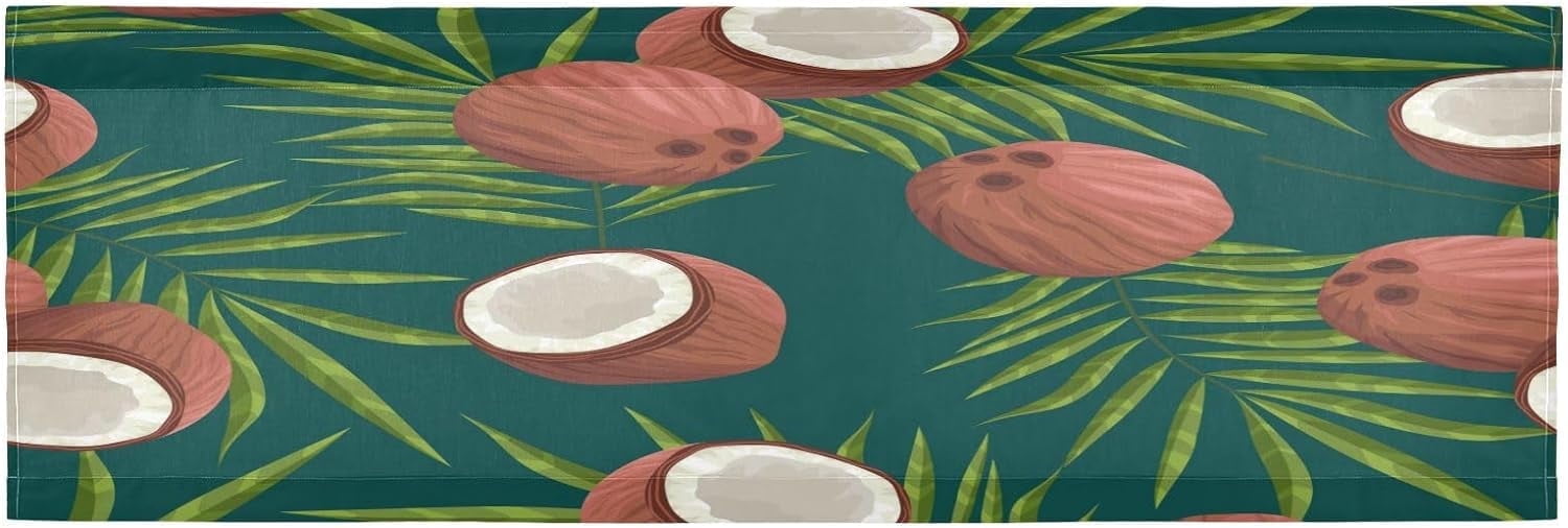 Tropical Coconut Palm Leaves Trolley Bag Curtain Drape, 54" x 18 ...