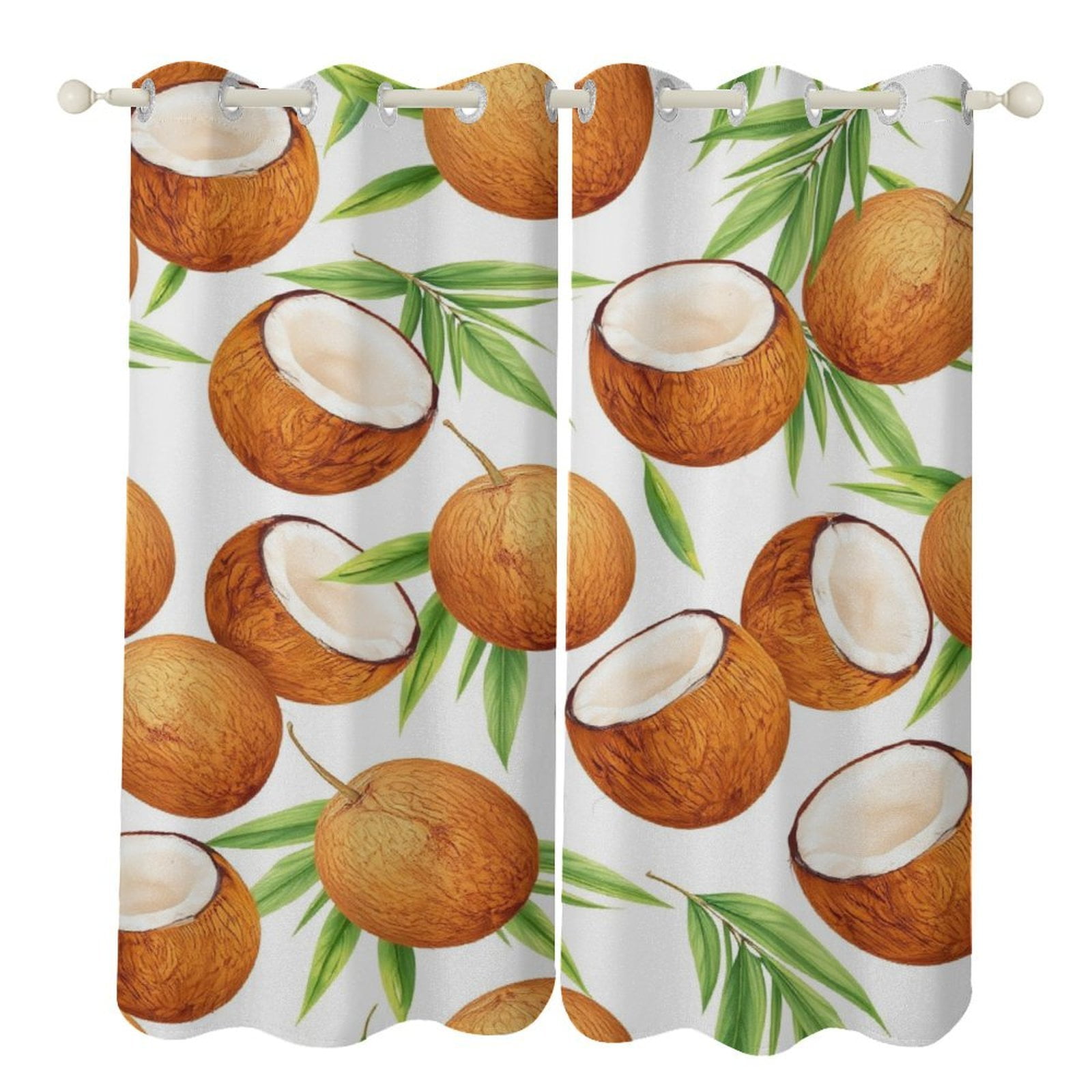 Tropical Coconut Pattern Curtains Outdoor Decor Curtain Panels With ...