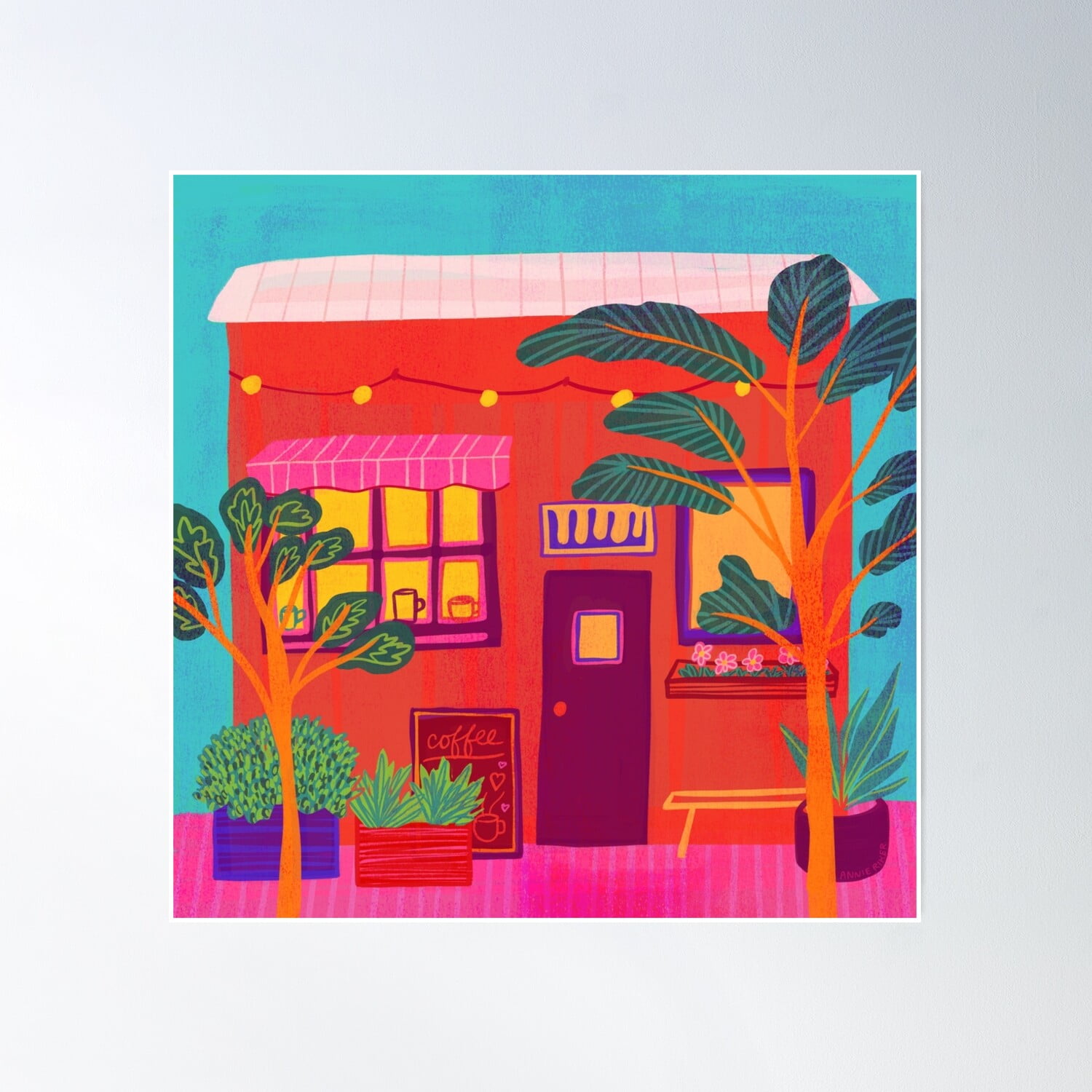 Tropical Coffee Shop Poster Wall Art, Modern Wall Decor, 24x24 UNFRAMED ...