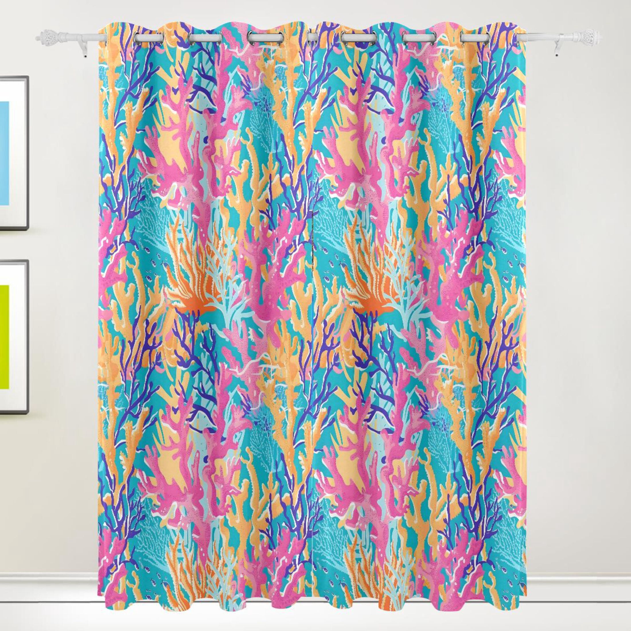 Tropical Coral Reef Blackout Curtains 2 Panels Set Grommet Drapes for ...
