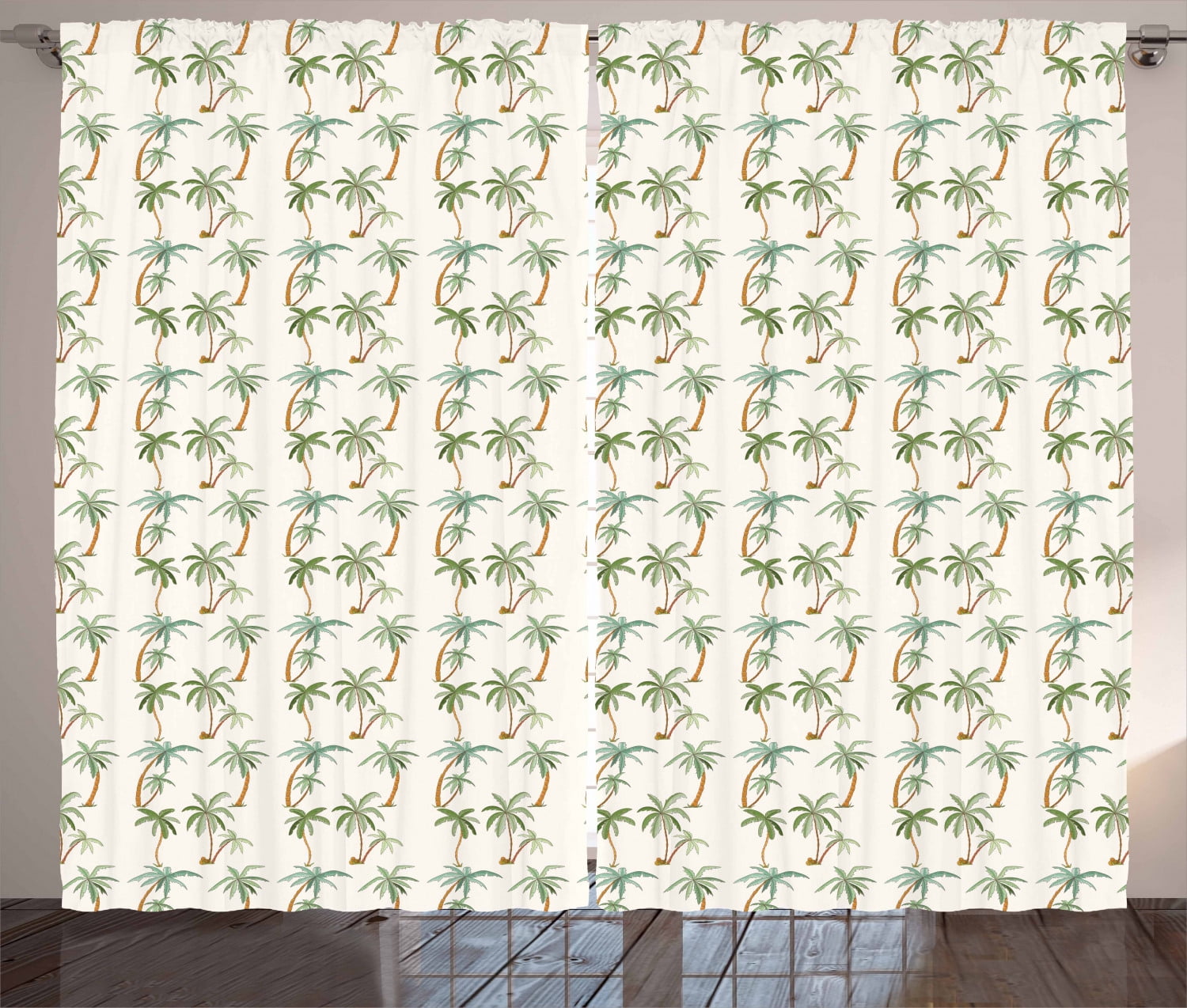 Ambesonne Tropical Curtains 2 Panel Set, Palm Trees Pattern, 108" x 84 ...