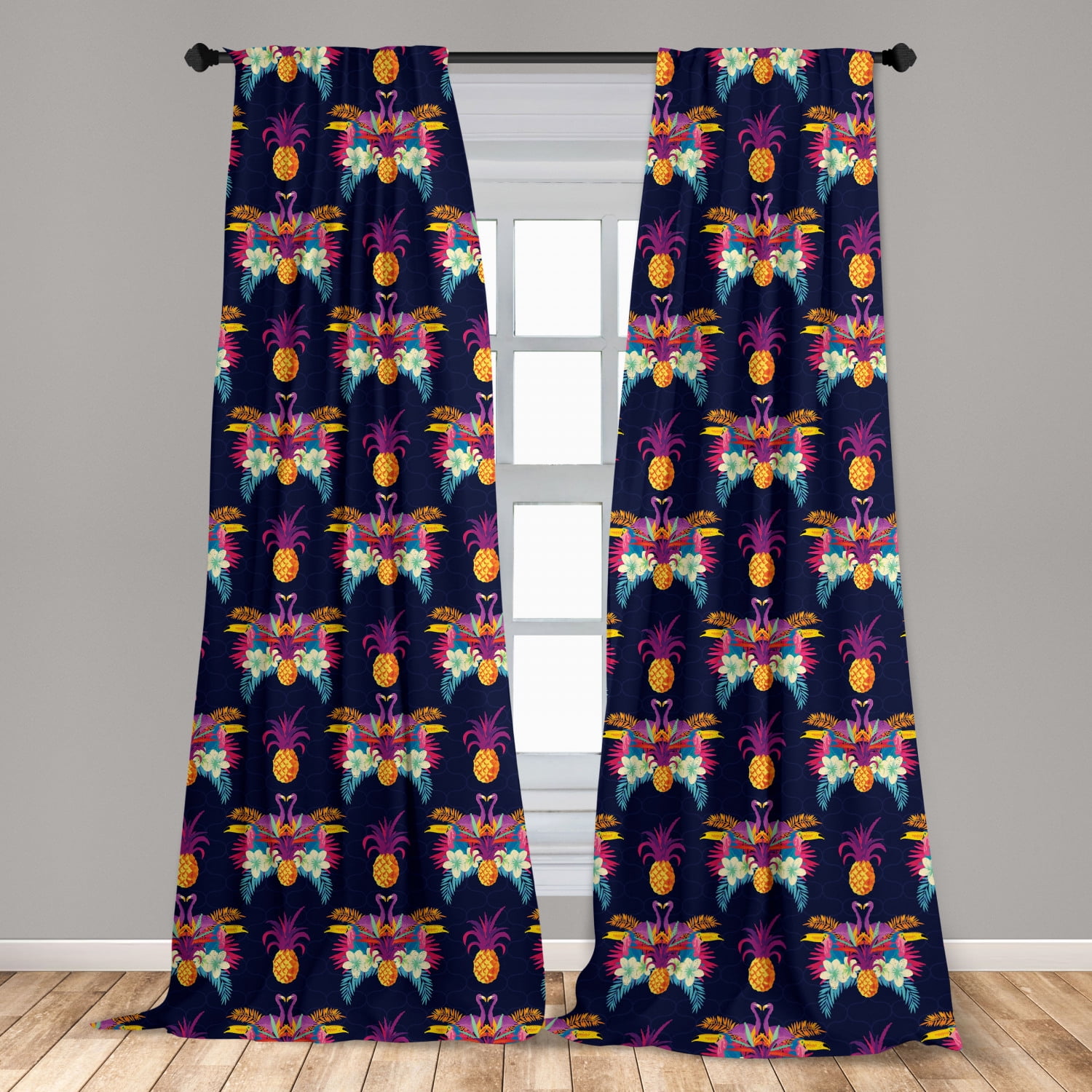 Tropical Curtains 2 Panels Set, Vivid Tropical Seamless Pattern of ...