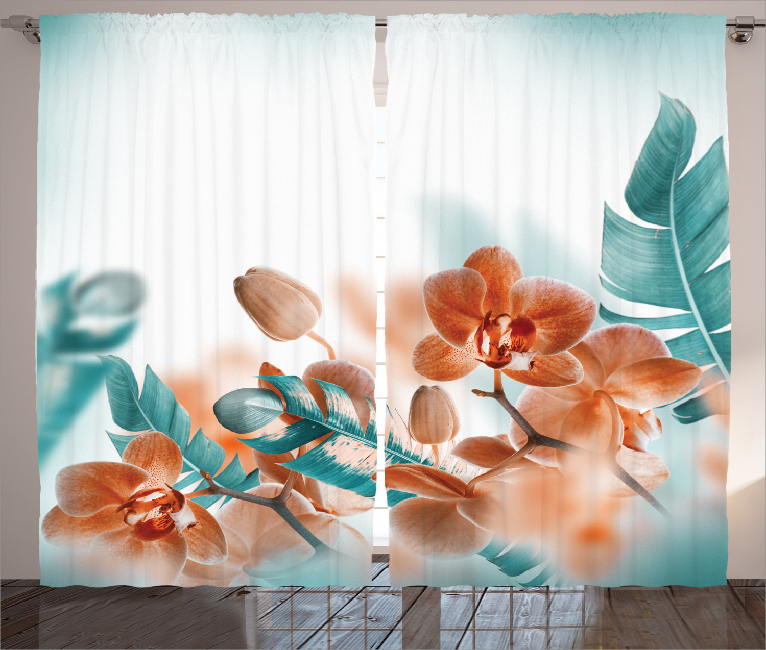 Ambesonne Exotic Curtains 2 Panel Set, Orchids Blossoms Floral, 108" x ...