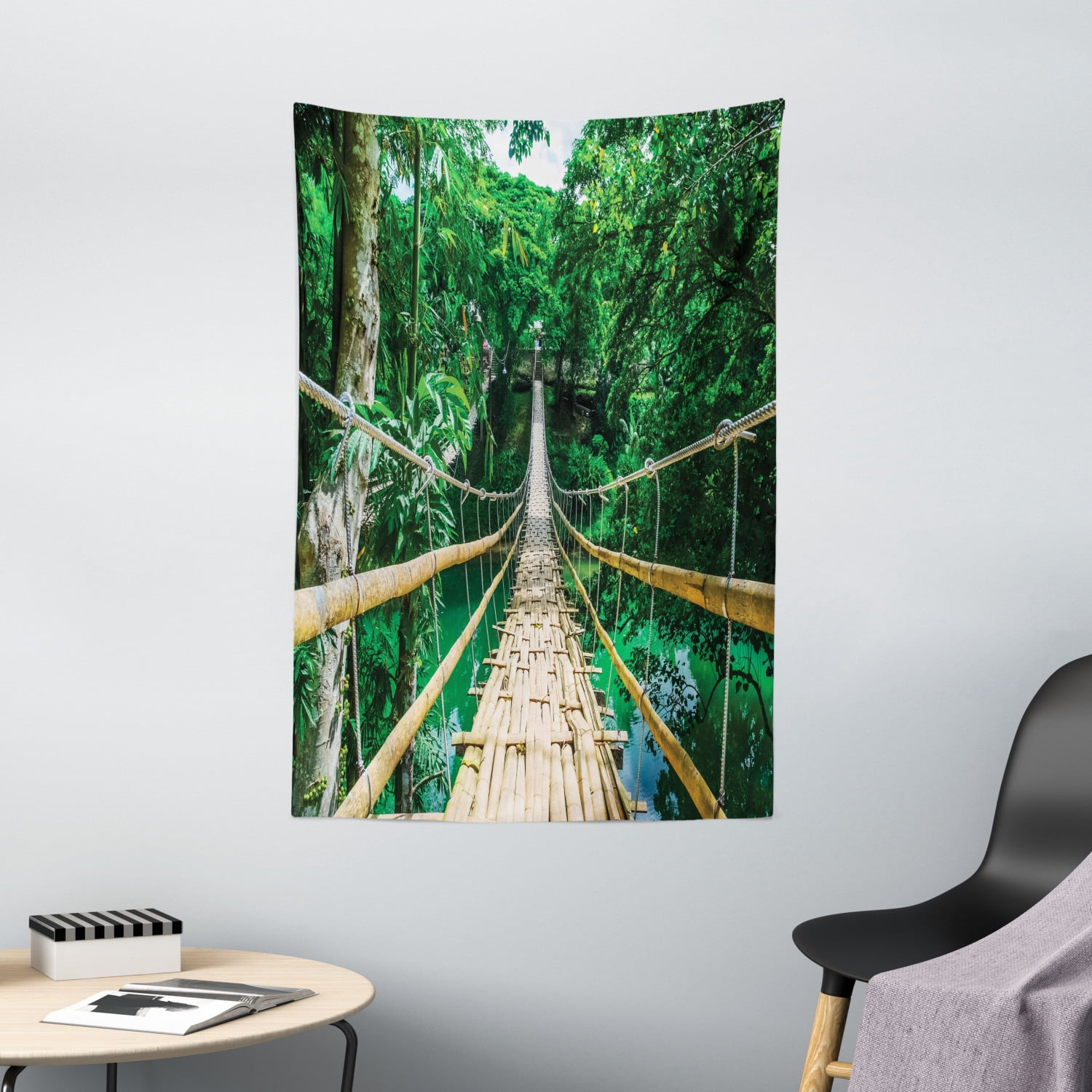 Tropical Decor Wall Hanging Tapestry, Bamboo Pedestrian Suspension ...