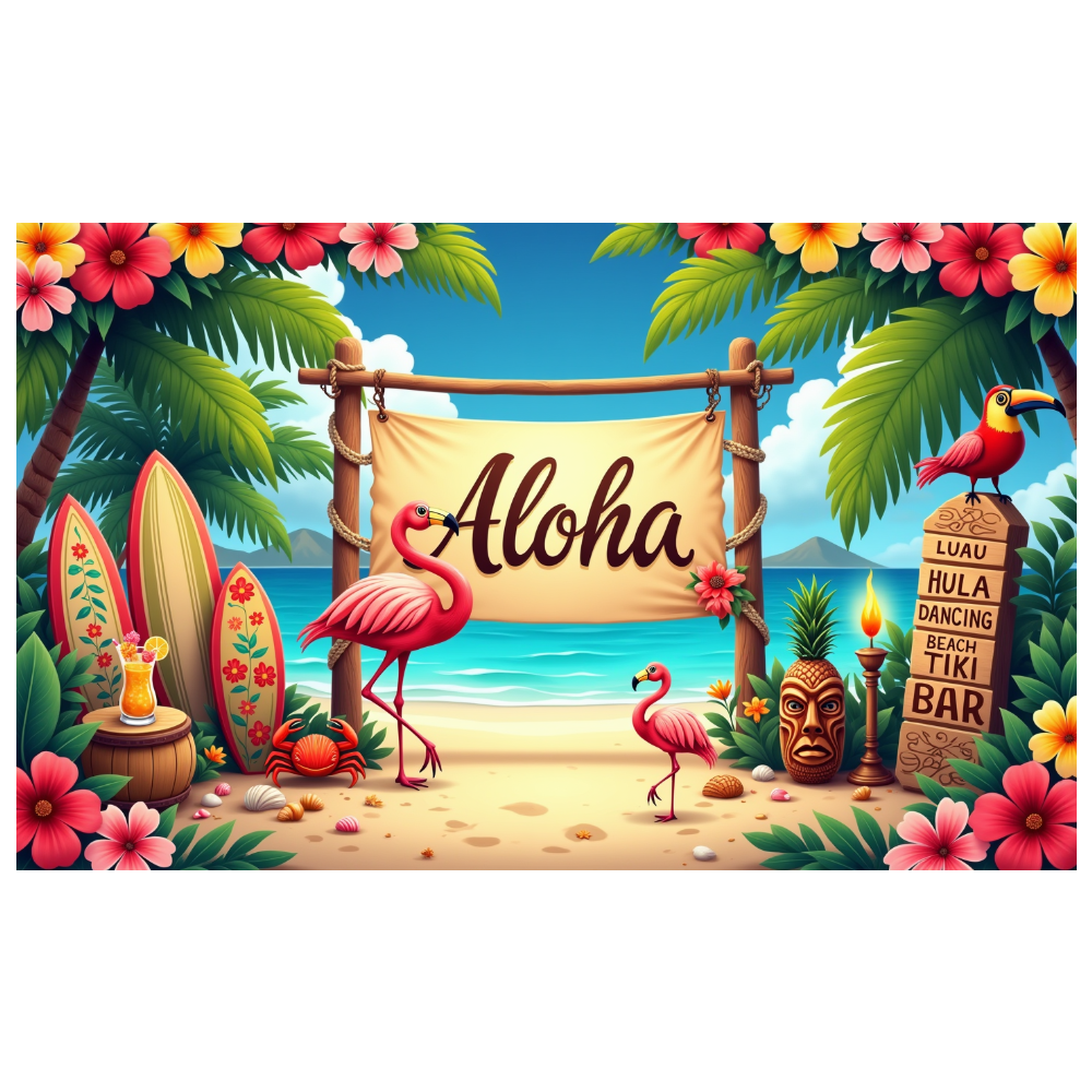 Tropical Design Aloha Beach Party Floral Decoration Hawaiian Theme ...