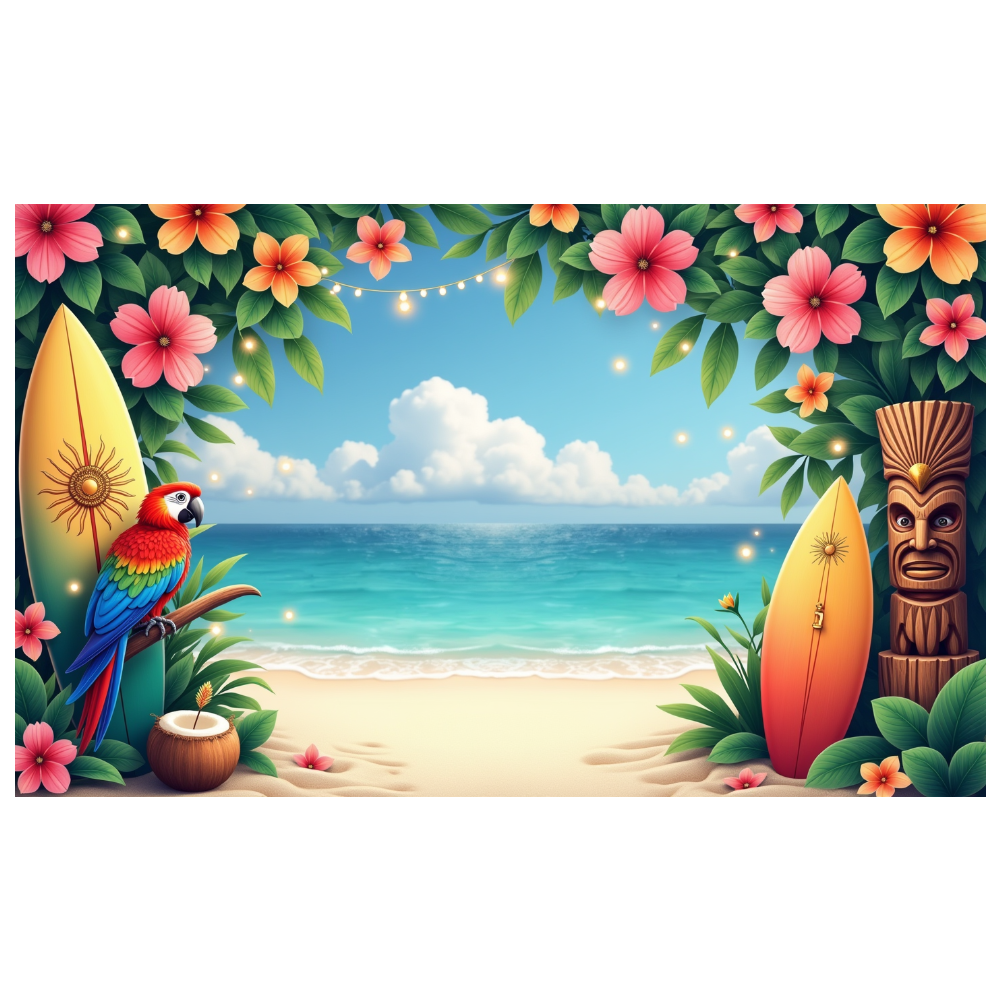 Tropical Design Beach Banner Hawaiian Surfboard Luau Decoration for ...