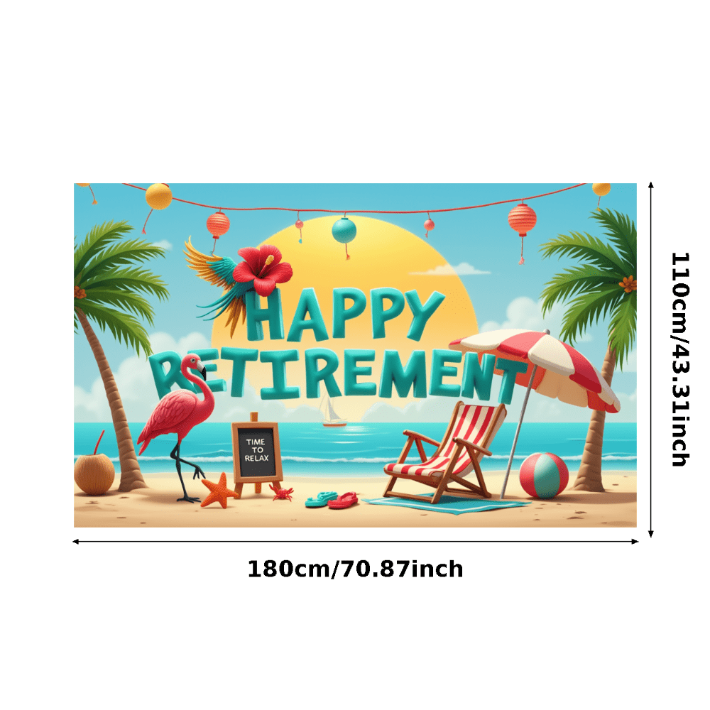 Tropical Design Happy Retirement Decorative Flamingo Beach Banner ...