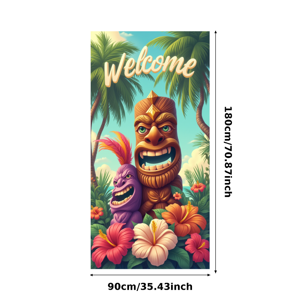 Tropical Design Tiki Banner Colorful Characters Polynesian Style ...