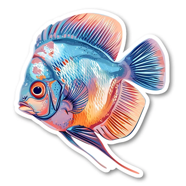 Tropical Discus Fish, Sticker, Water Resistant, Water Bottle ...